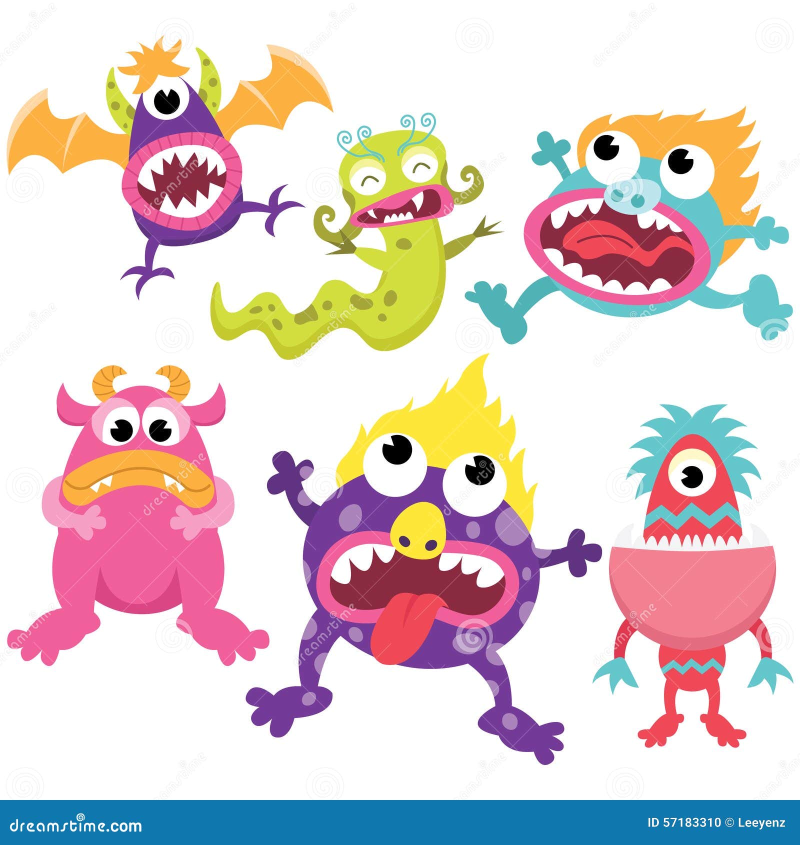 Silly Litter Monsters Set stock vector. Illustration of clip - 57183310