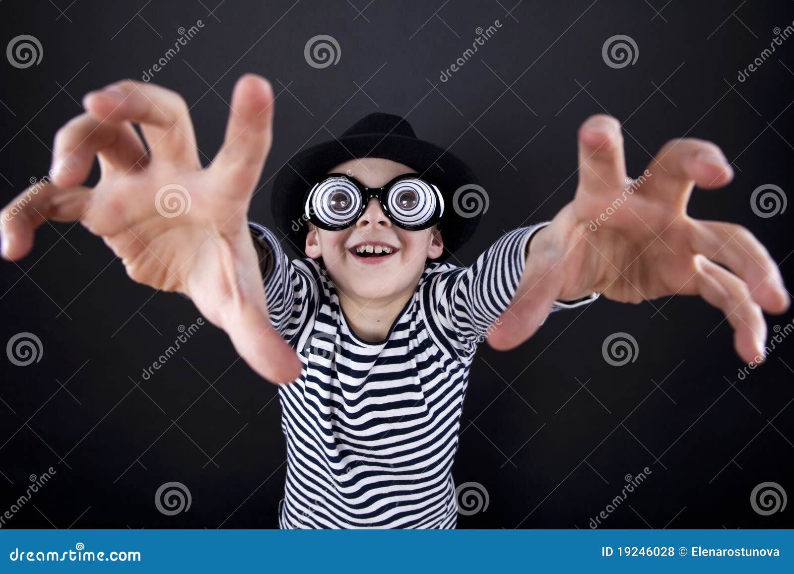 Silly Little Boy in Black Hat Stock Photo - Image of face, party: 19246028