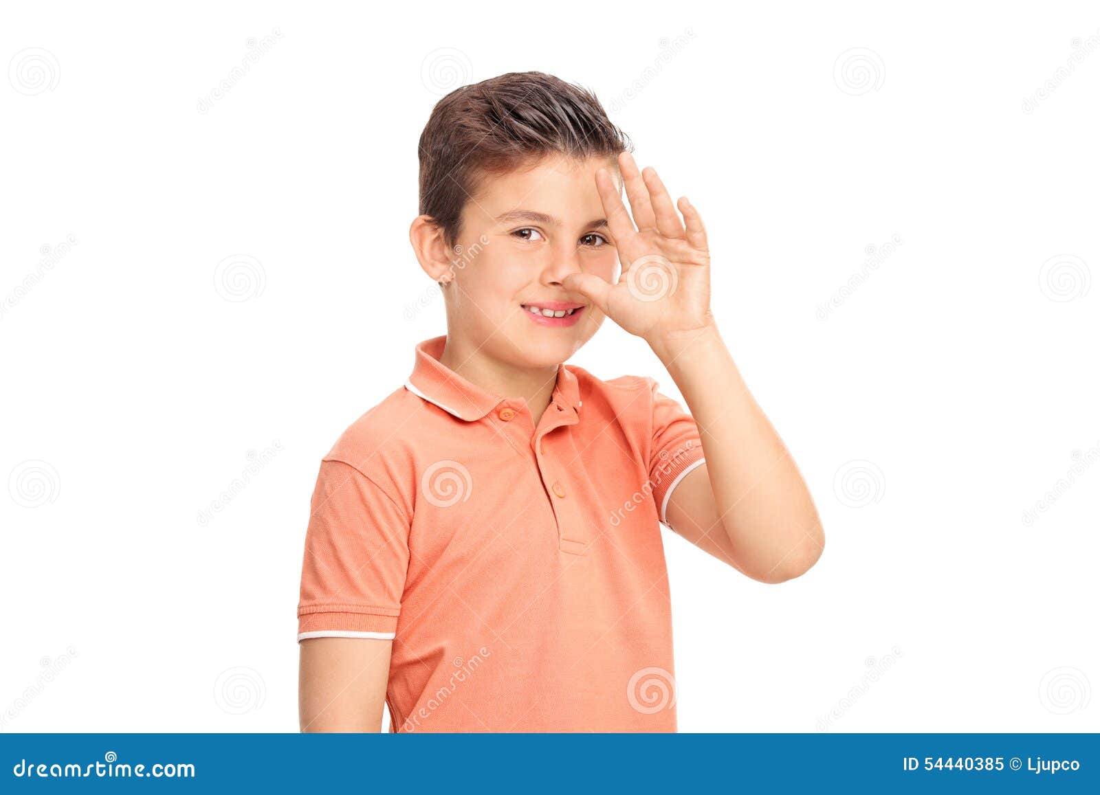Silly Little Boy Making a Childish Hand Gesture Stock Image - Image of ...