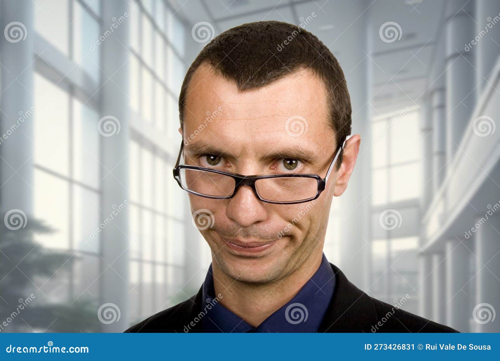 Silly Man Portrait at the Office Stock Image - Image of confident ...