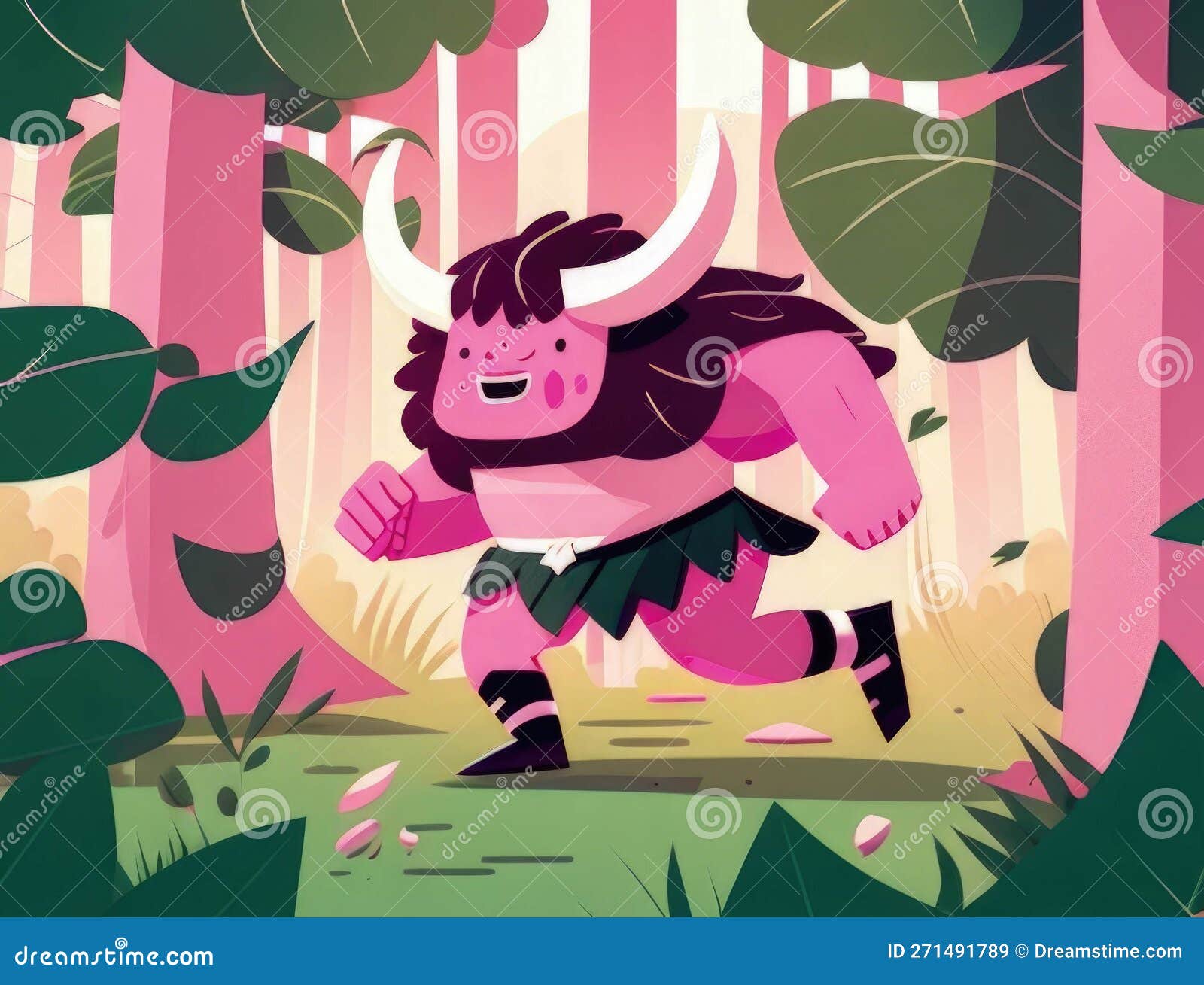 A Silly Minotaur Racing Around the Forest with a Pink Tutu. Cute ...