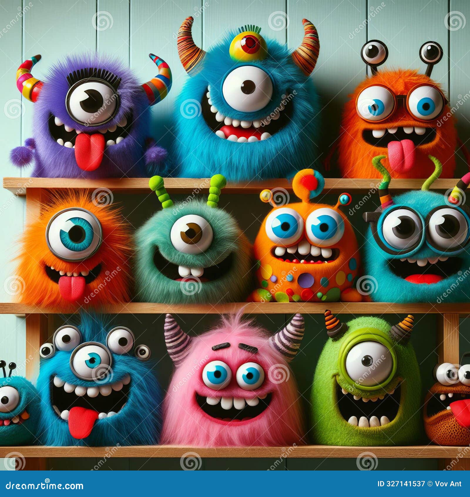 Silly Monsters with Funny Faces and Strange Old Stock Image - Image of ...
