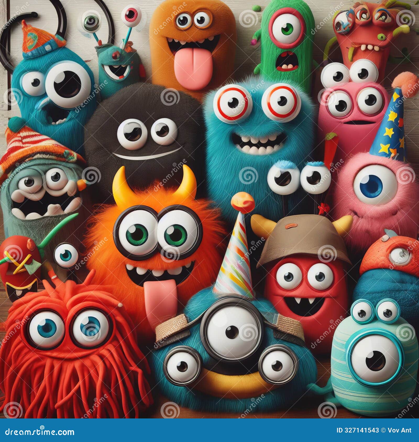Silly Monsters with Funny Faces and Rare Odd Stock Image - Image of ...