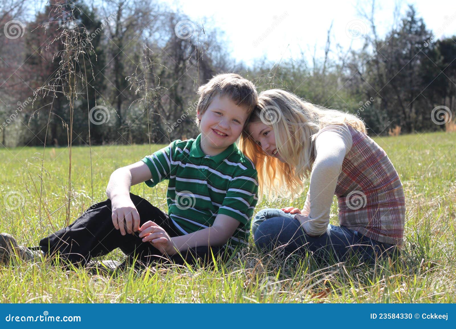 Silly Siblings stock photo. Image of autistic, field - 23584330
