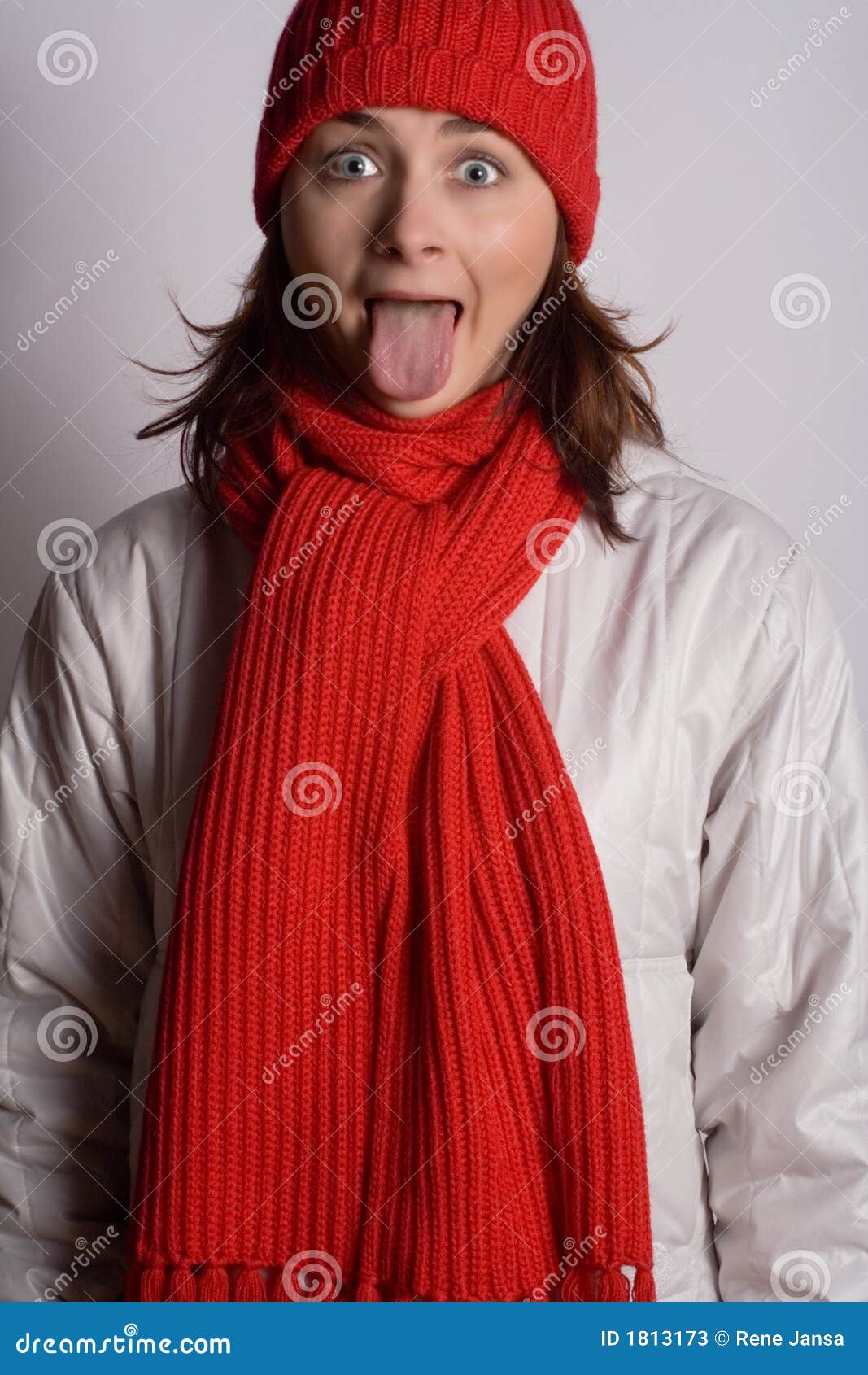 Silly Woman in Winter Clothes Stock Image - Image of energetic, pretty ...
