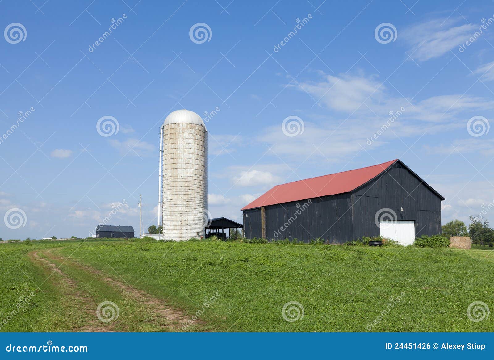 Silo and a barn stock photo. Image of farm, country, barn - 24451426