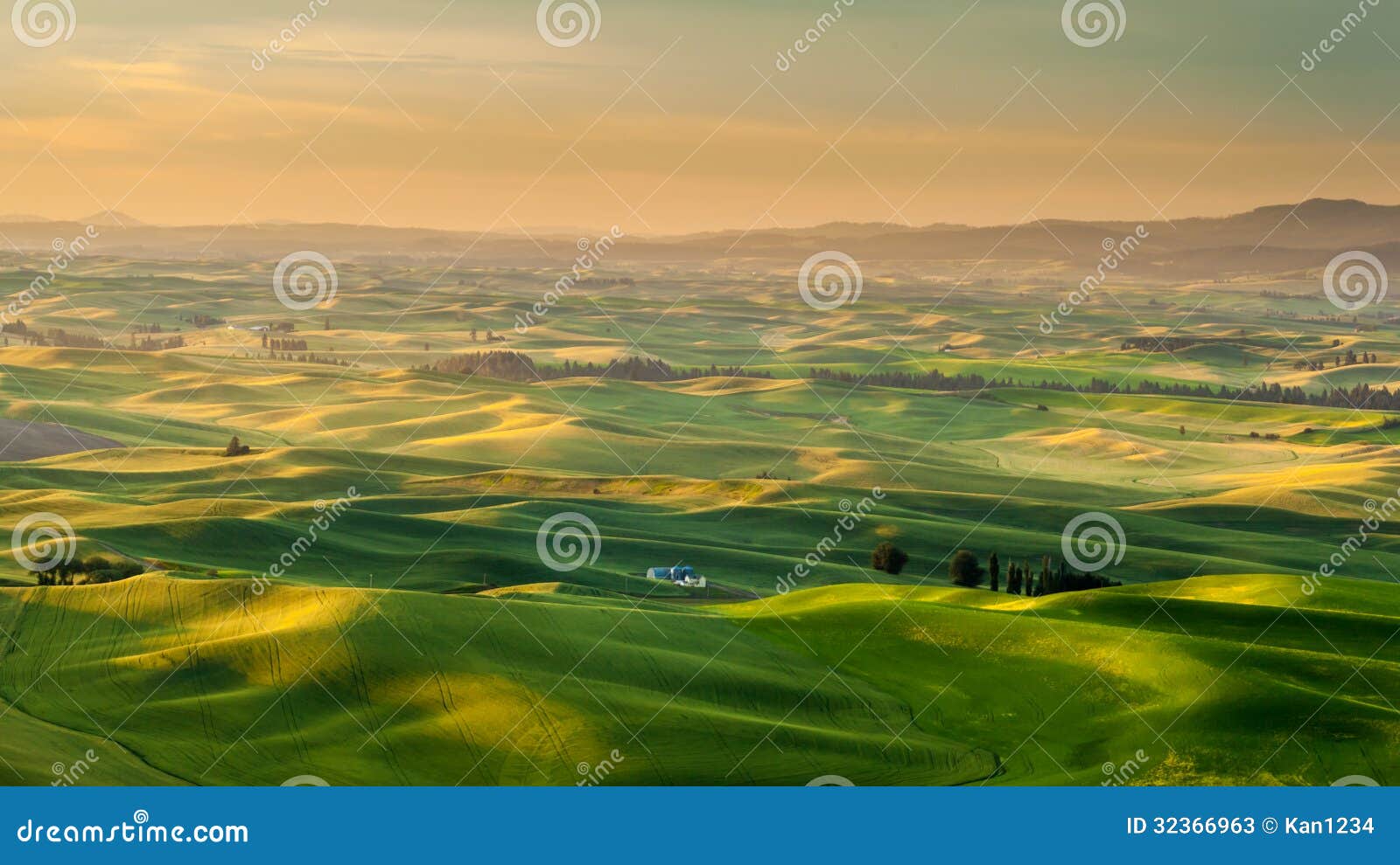 Silo in Beautiful Landscape of Palouse during Sunrise Stock Image ...