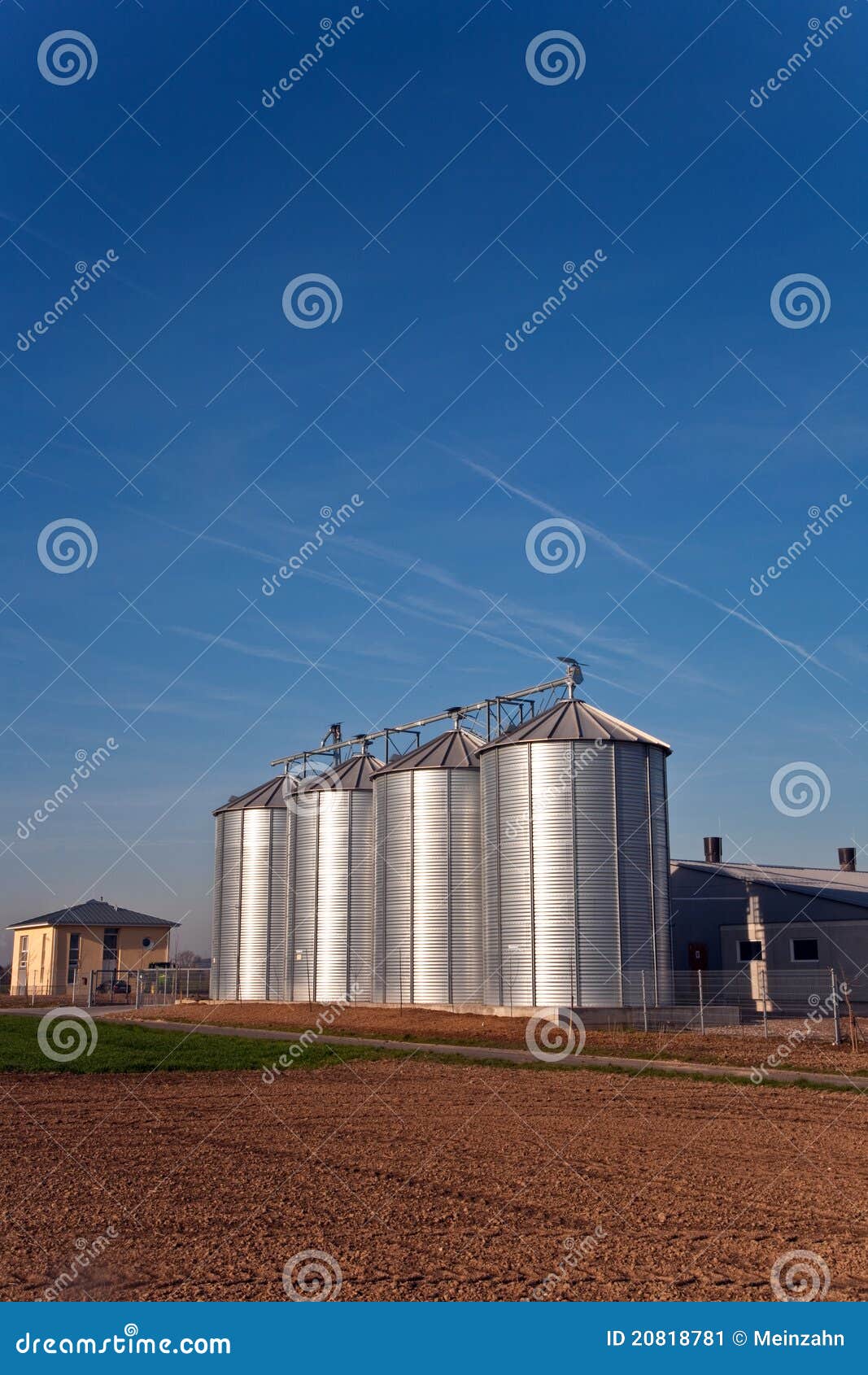 Silo in Beautiful Landscape in Sun Stock Image - Image of blue, cold ...