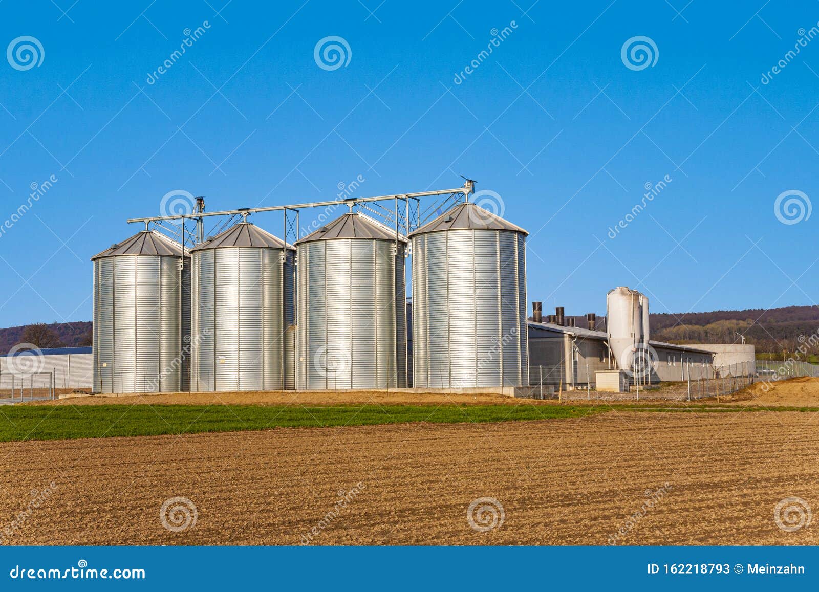 Silo in Beautiful Landscape in Sun Stock Image - Image of clear ...
