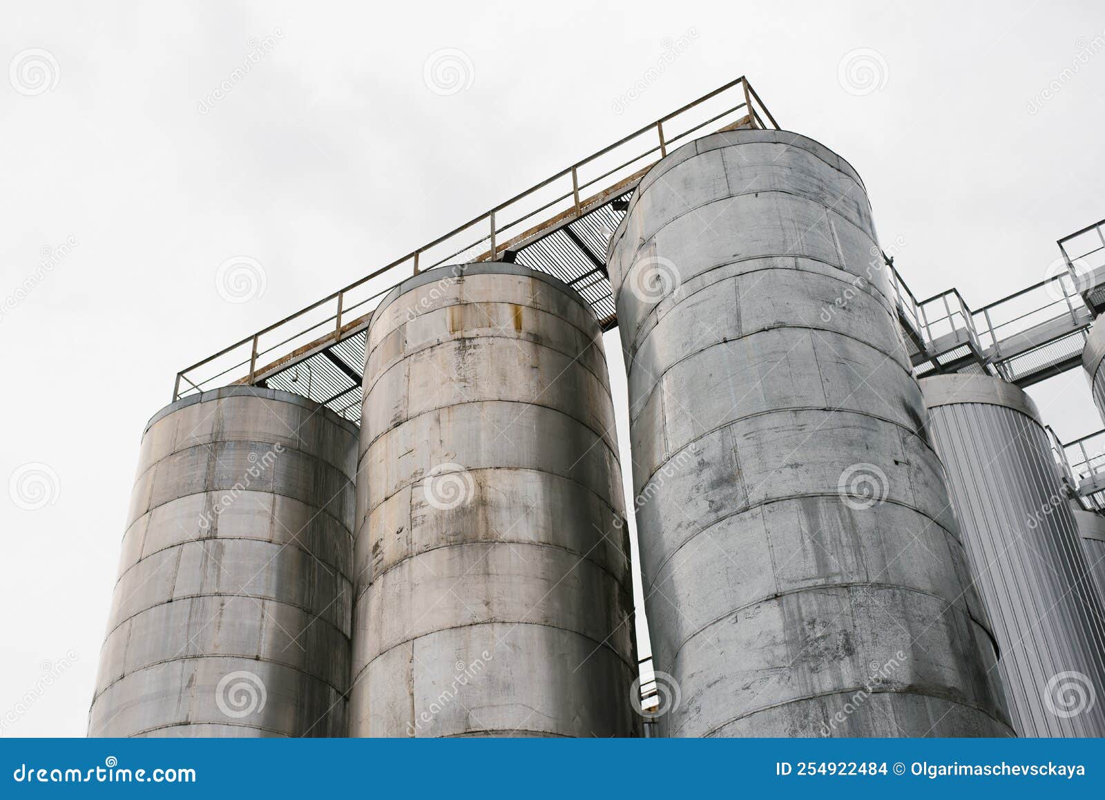 Silo, Containers or Tanks for Malt Storage at the Brewery Stock Photo ...