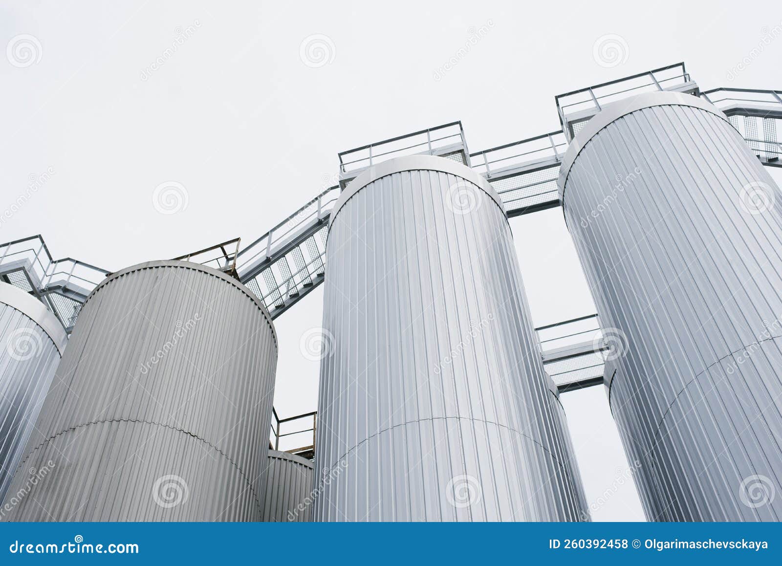 Silo, Containers or Tanks for Malt Storage at the Brewery Stock Photo ...