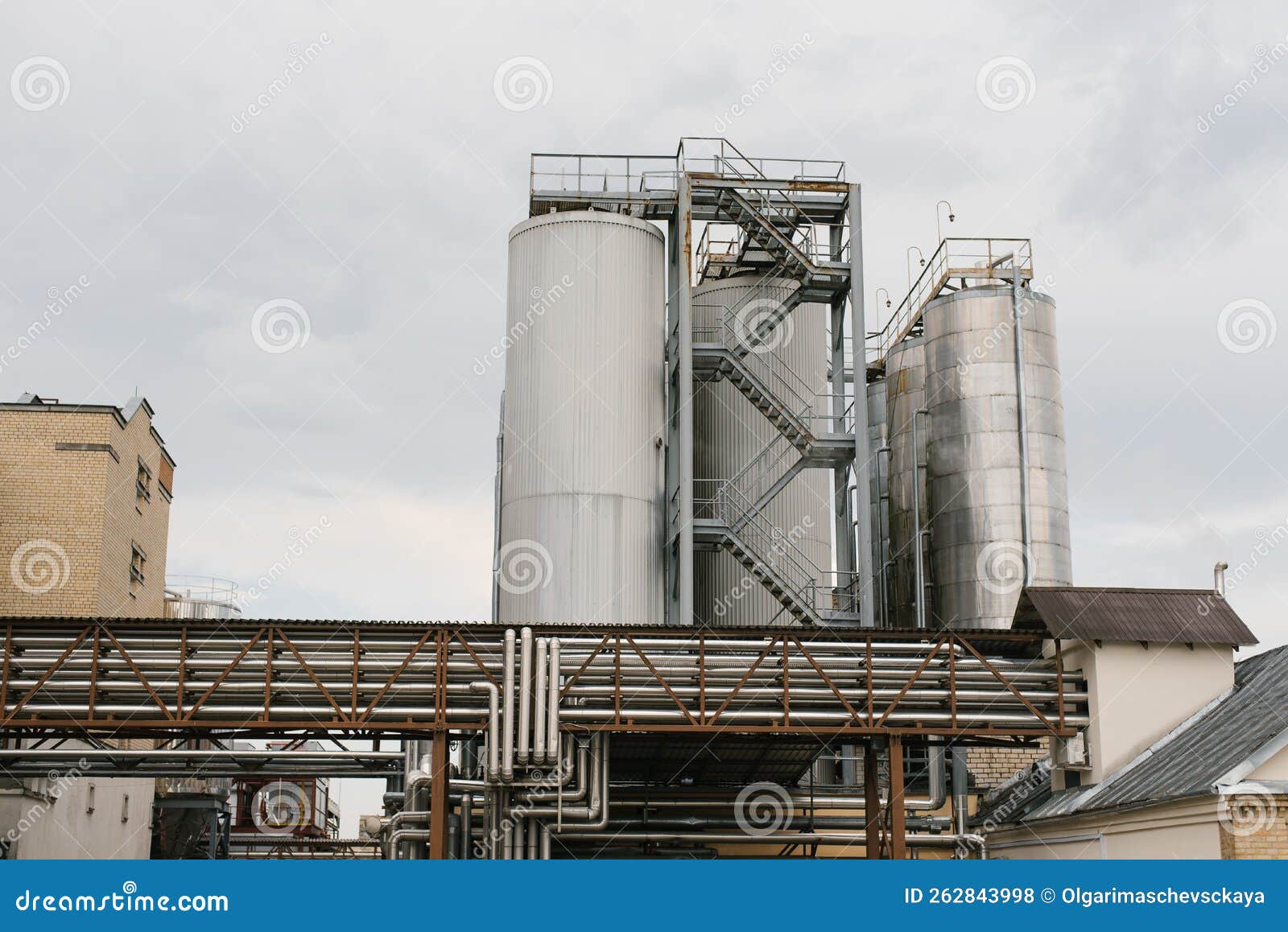 Silo, Containers or Tanks for Malt Storage at the Brewery Stock Photo ...