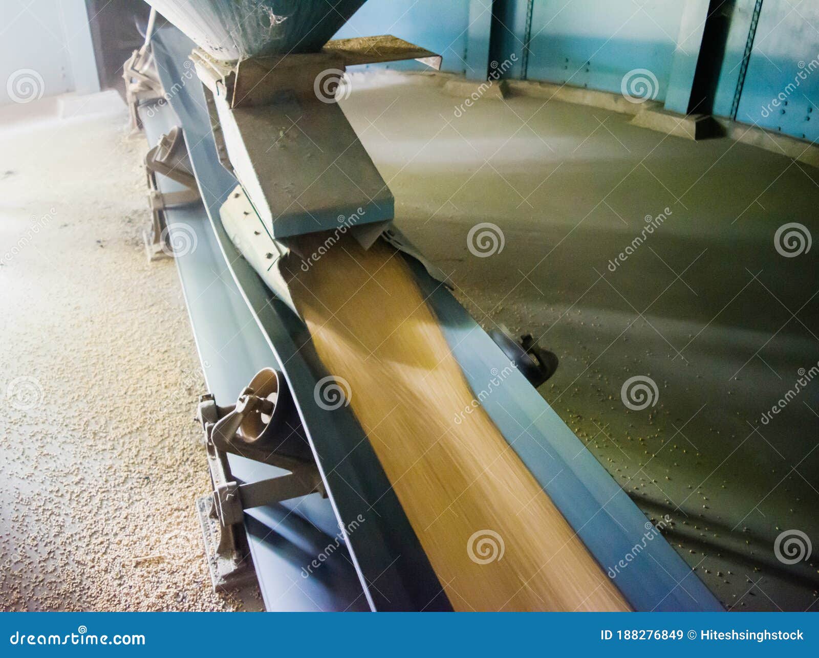 Silo Elevator Conveyor System for Grain, Conveyor Belt of Silo. Stock ...