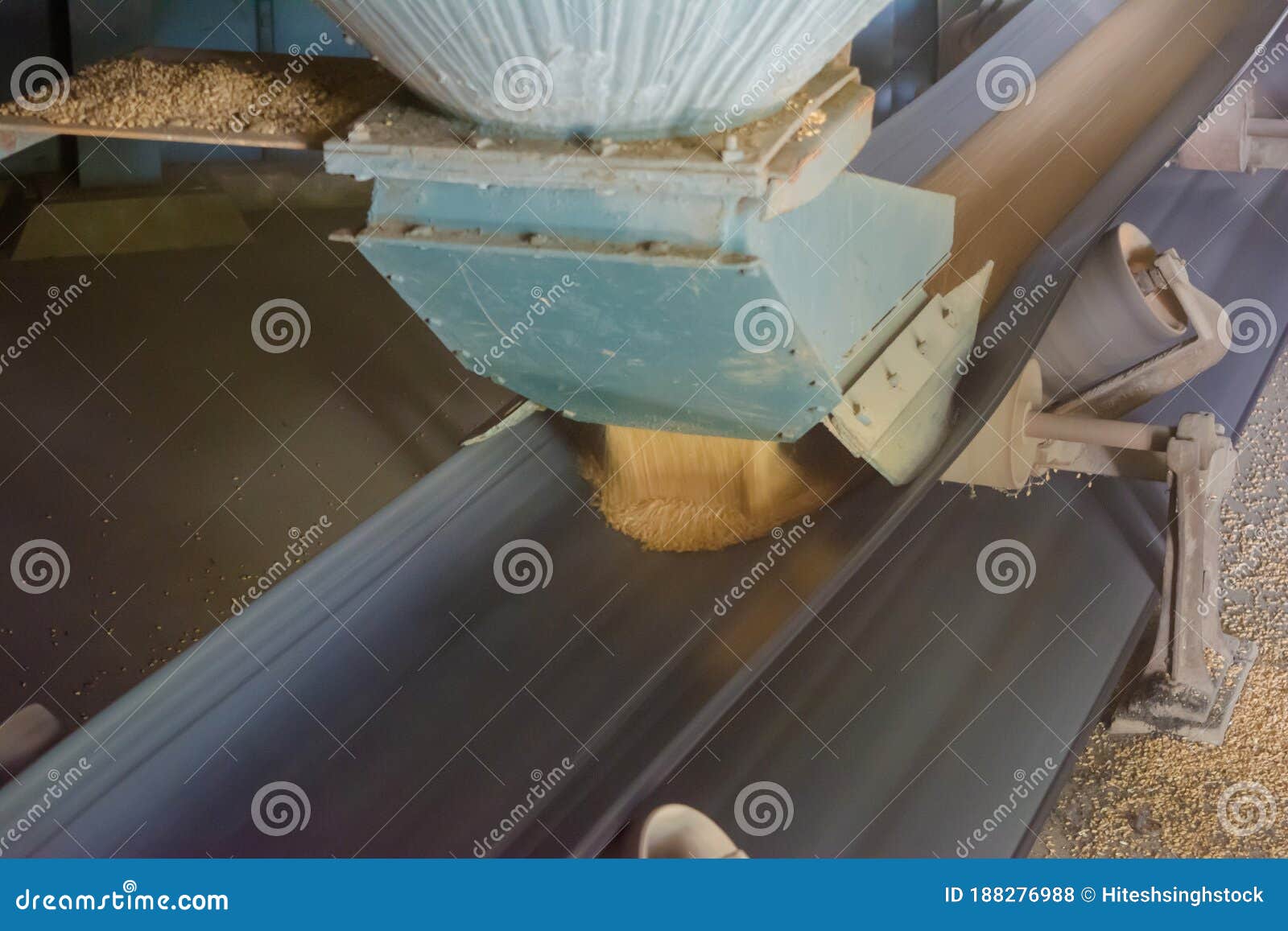 Silo Elevator Conveyor System for Grain, Conveyor Belt of Silo. Stock ...