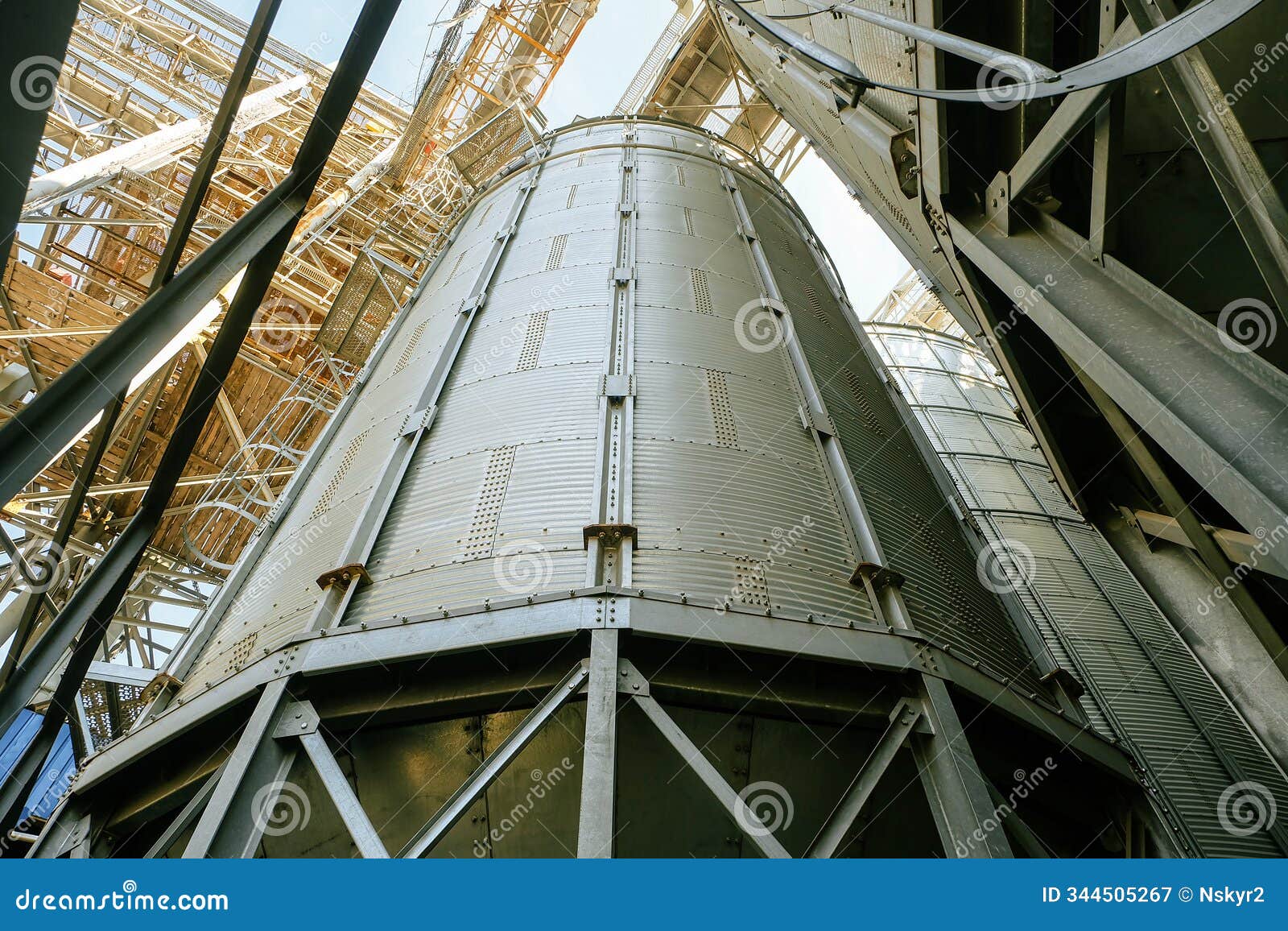 Silo Grain Bin with Conical Bottom Stock Image - Image of storage ...