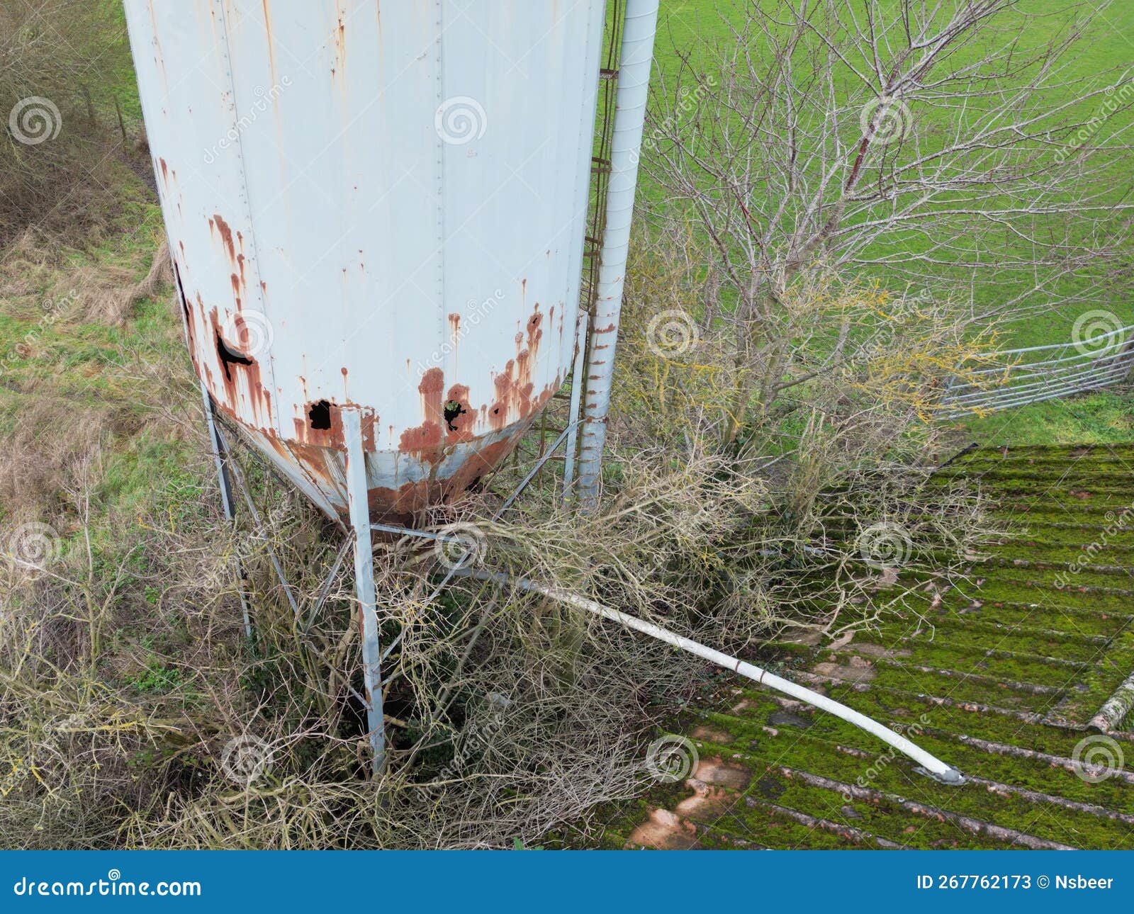 Base of a Large Grain Silo Seen on a Dairy Farm. Stock Image - Image of ...