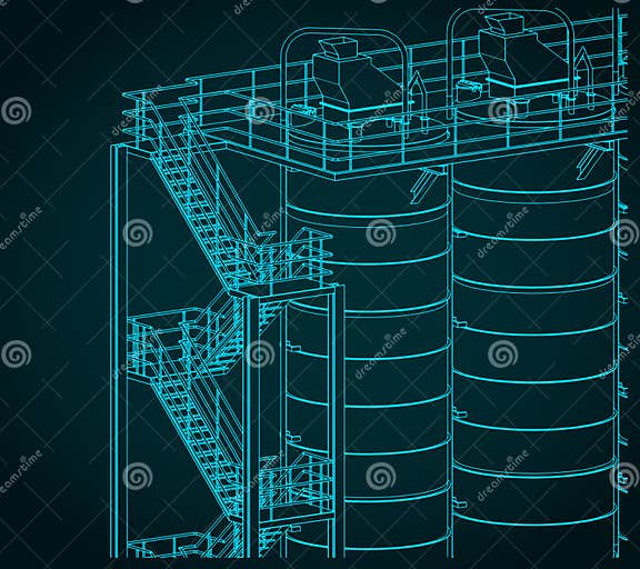 Silo Storage Drawings Close-up Stock Illustration - Illustration of ...