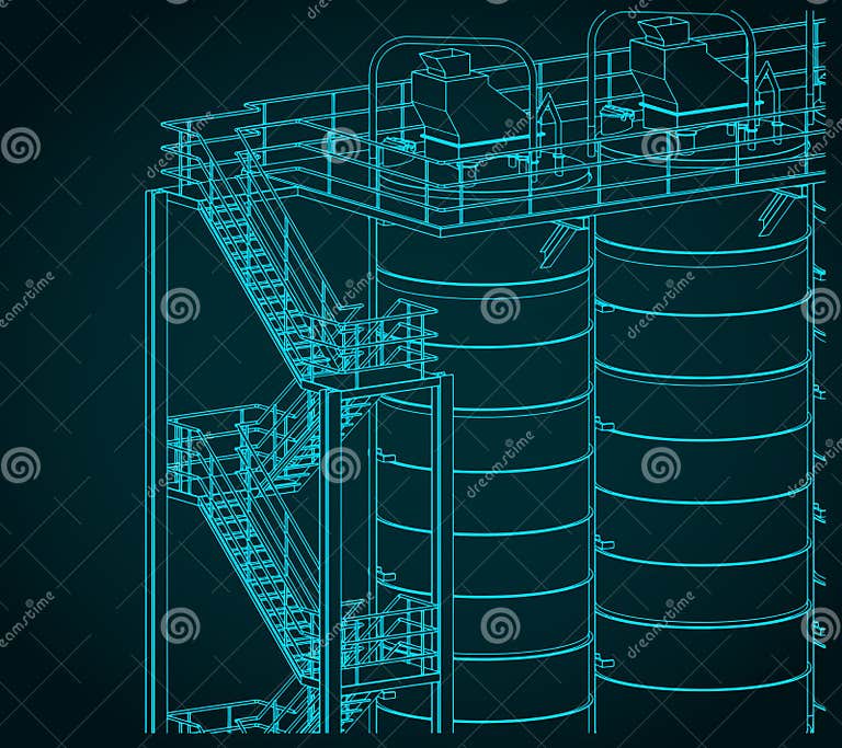 Silo Storage Drawings Close-up Stock Illustration - Illustration of ...