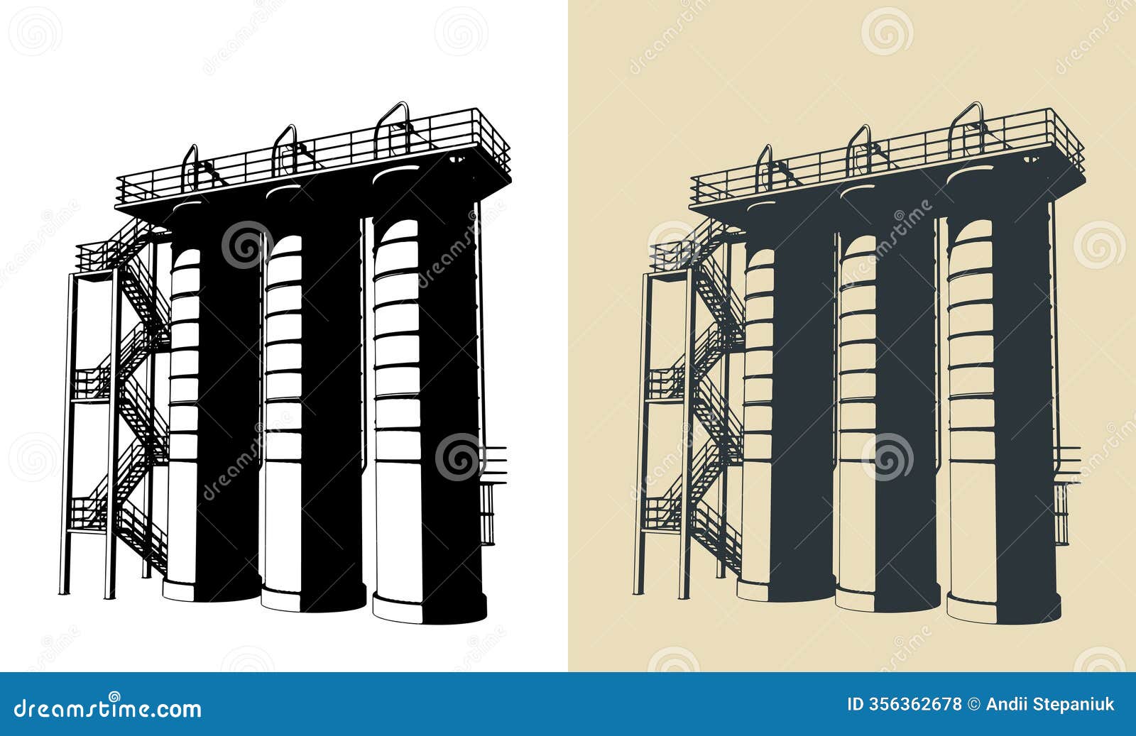 Silo storage system stock vector. Illustration of building - 356362678