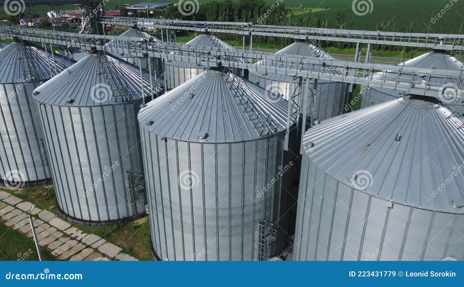 Silo with Grain. Grain Storage Tank View from Above Stock Video - Video ...