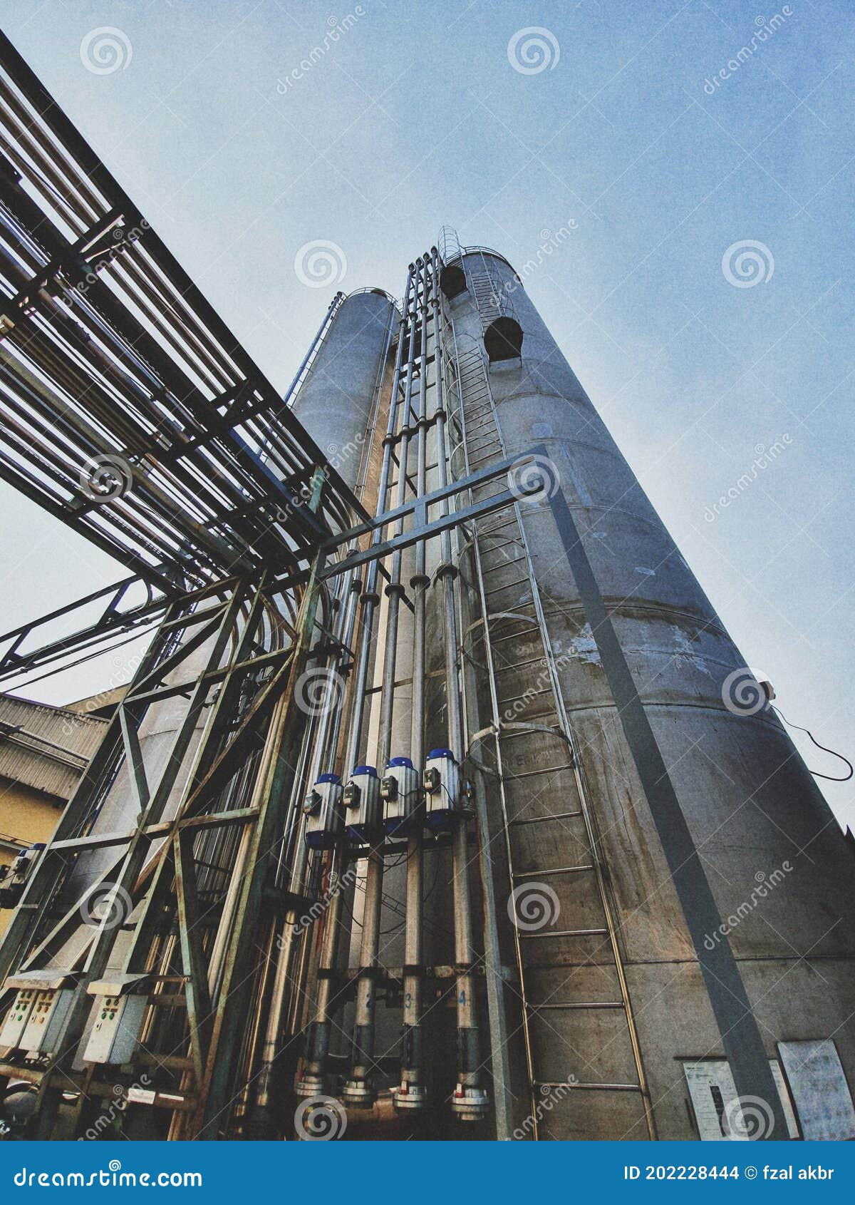 Silo tall bridge and pipe stock photo. Image of silo - 202228444