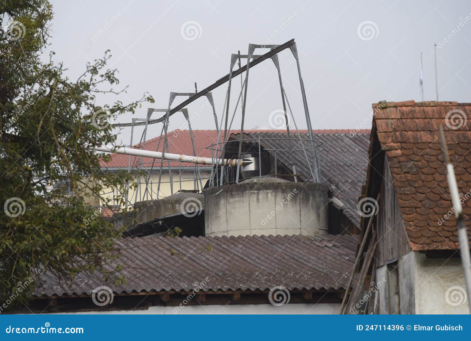 Silo Towers for Storing Bulk Materials Stock Photo - Image of plants ...