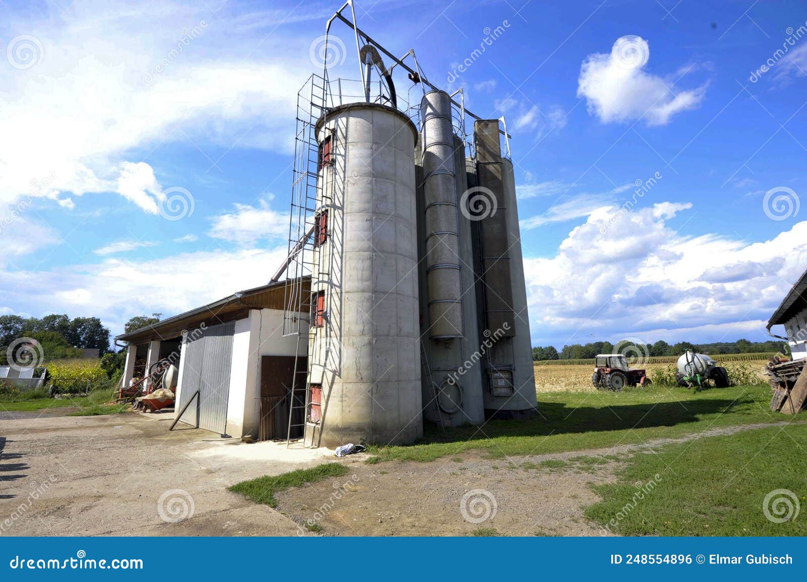 Silo Towers for Storing Bulk Materials Stock Photo - Image of ...