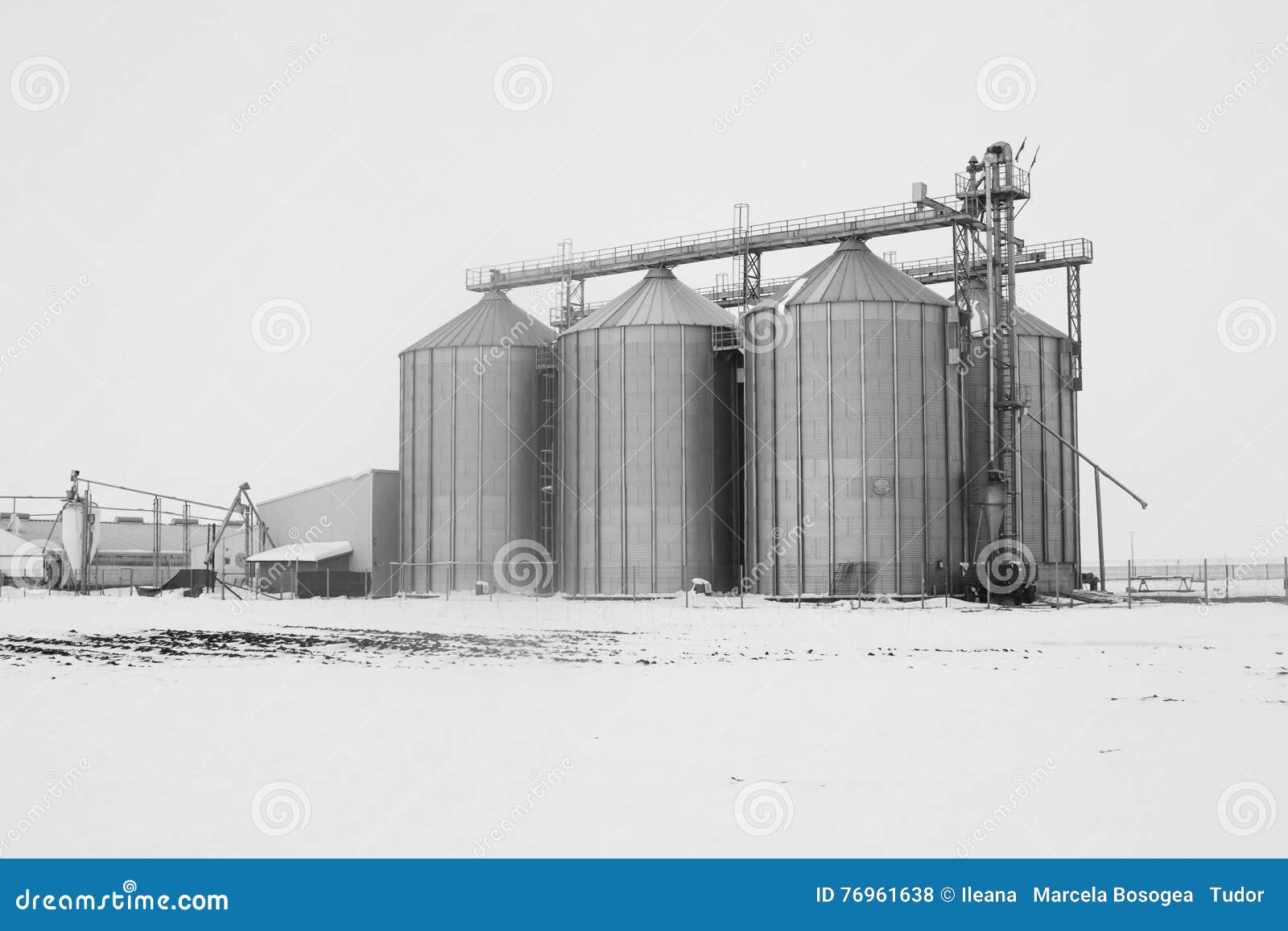 Silo in the winter stock photo. Image of container, nature - 76961638