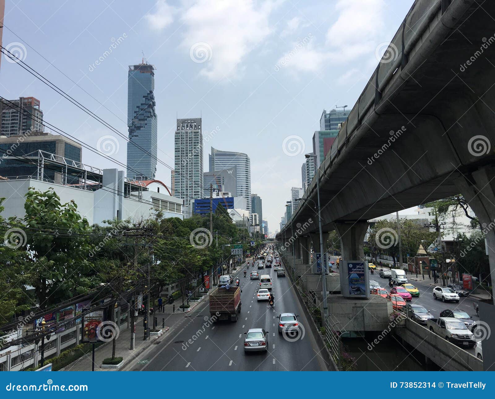 Silom road in Bangkok editorial stock image. Image of asia - 73852314