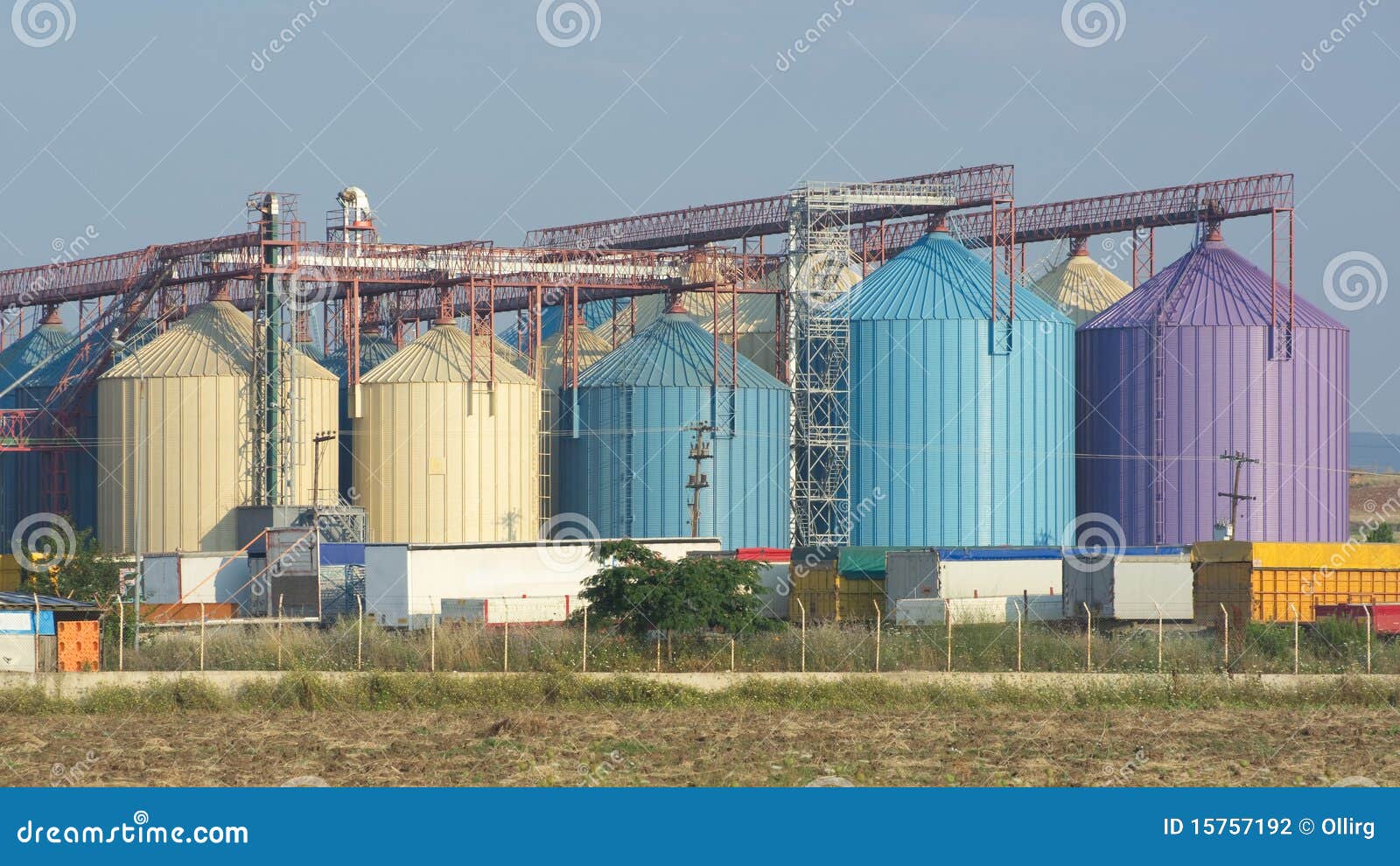 Silos stock photo. Image of metallic, field, silos, framework - 15757192