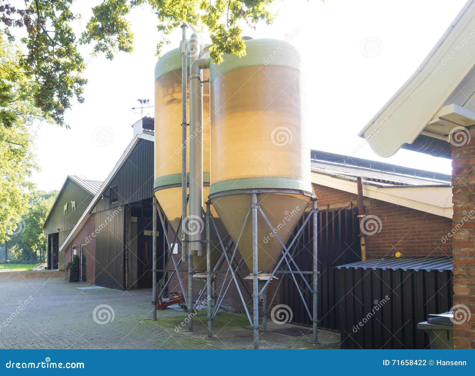 Silos at a farm stock photo. Image of dutch, storage - 71658422