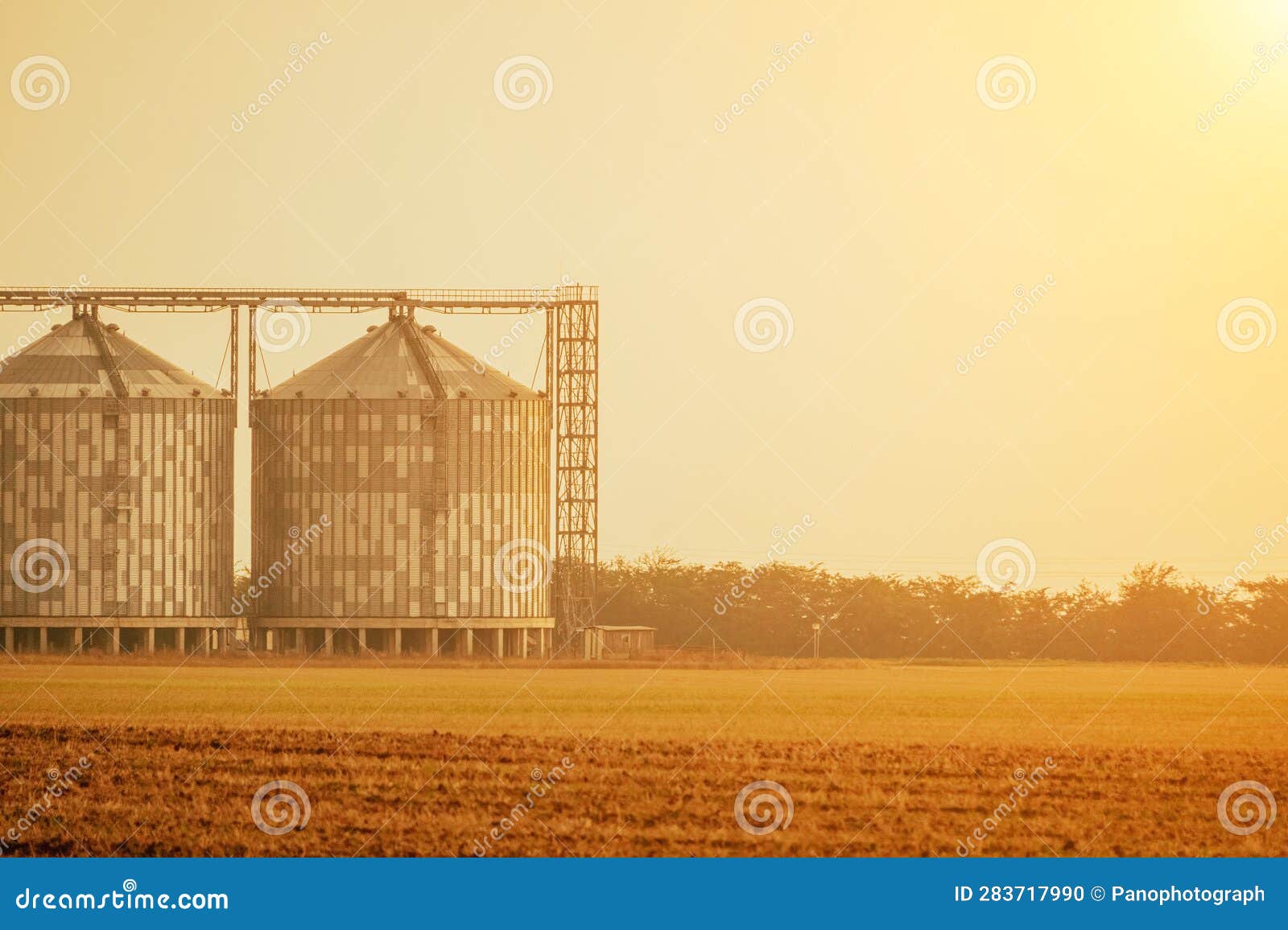 Silos and Granary Elevator. Modern Agro-processing Manufacturing Plant ...