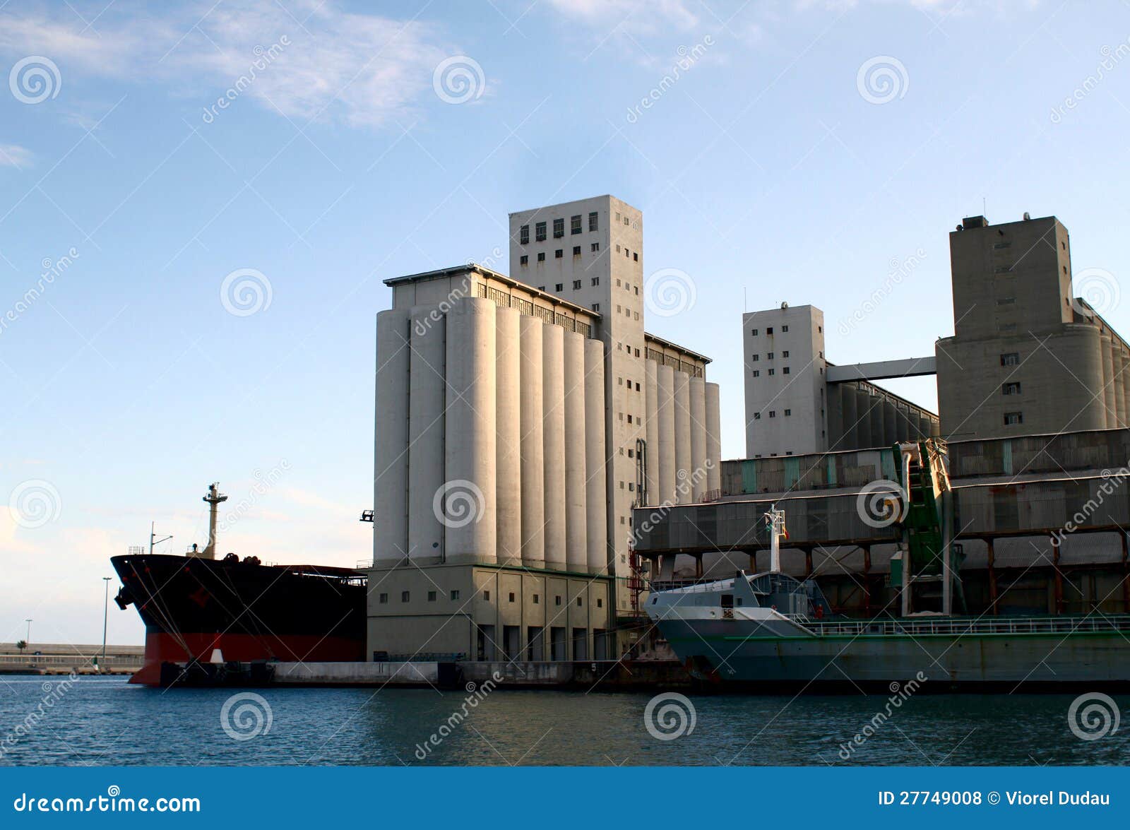 Silos in Port with Cargo Freights Stock Photo - Image of transportation ...