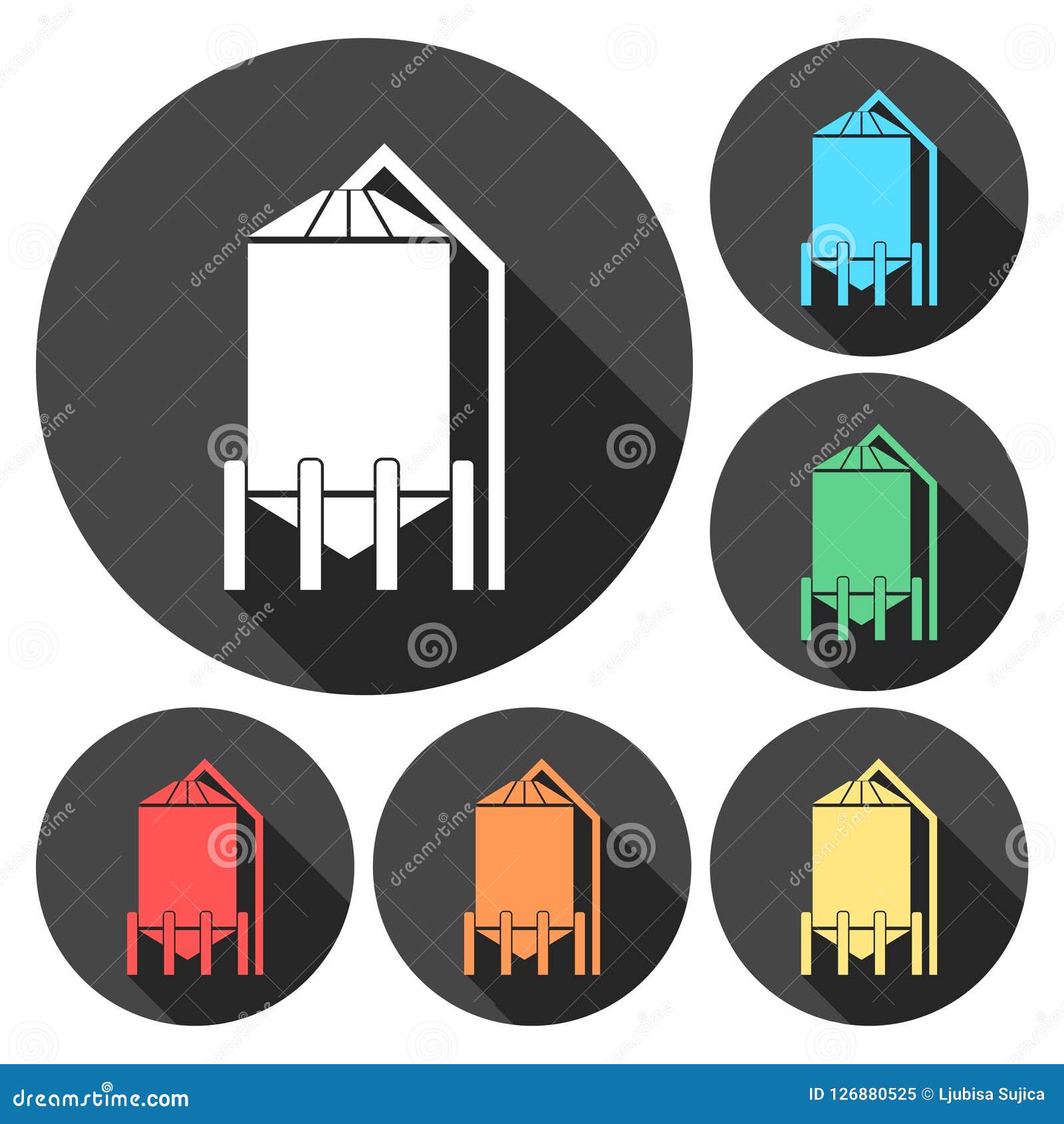Silos storage icon stock vector. Illustration of rice - 126880525