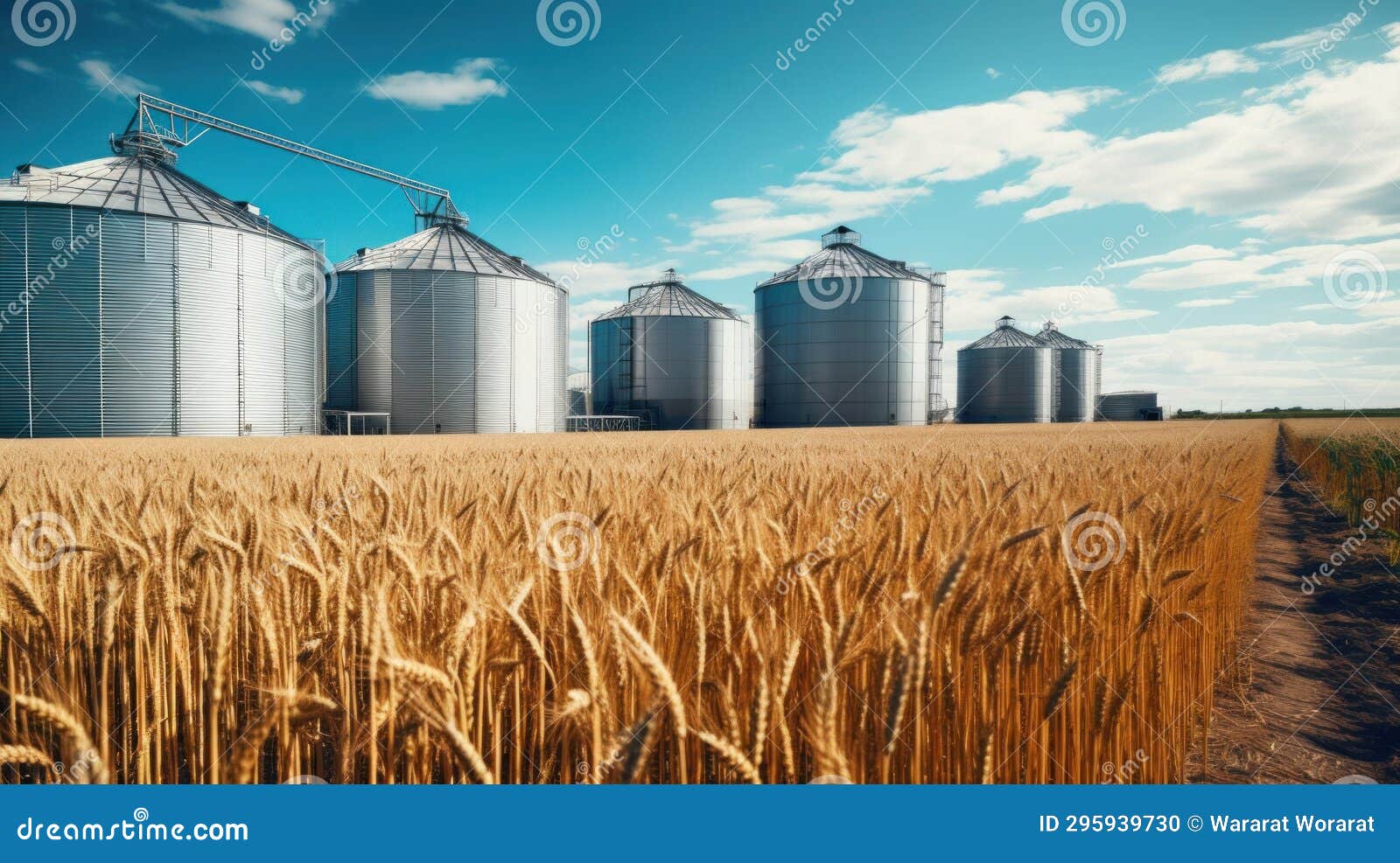 Silos in Wheat Field. Storage of Wheat Production Stock Illustration ...