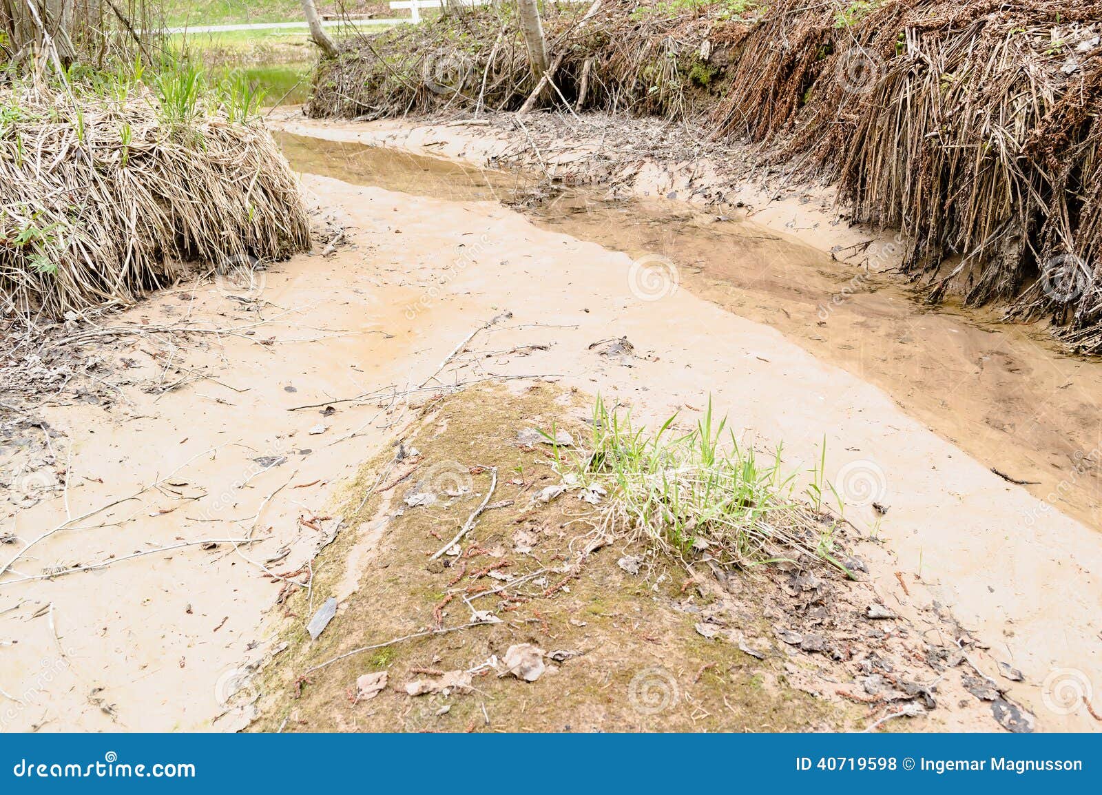 Silt eroding along creek stock photo. Image of flowing - 40719598