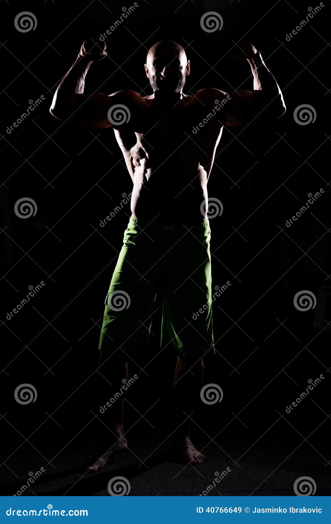 Siluet Muscular Man Flexing Muscles Stock Image - Image of muscles ...