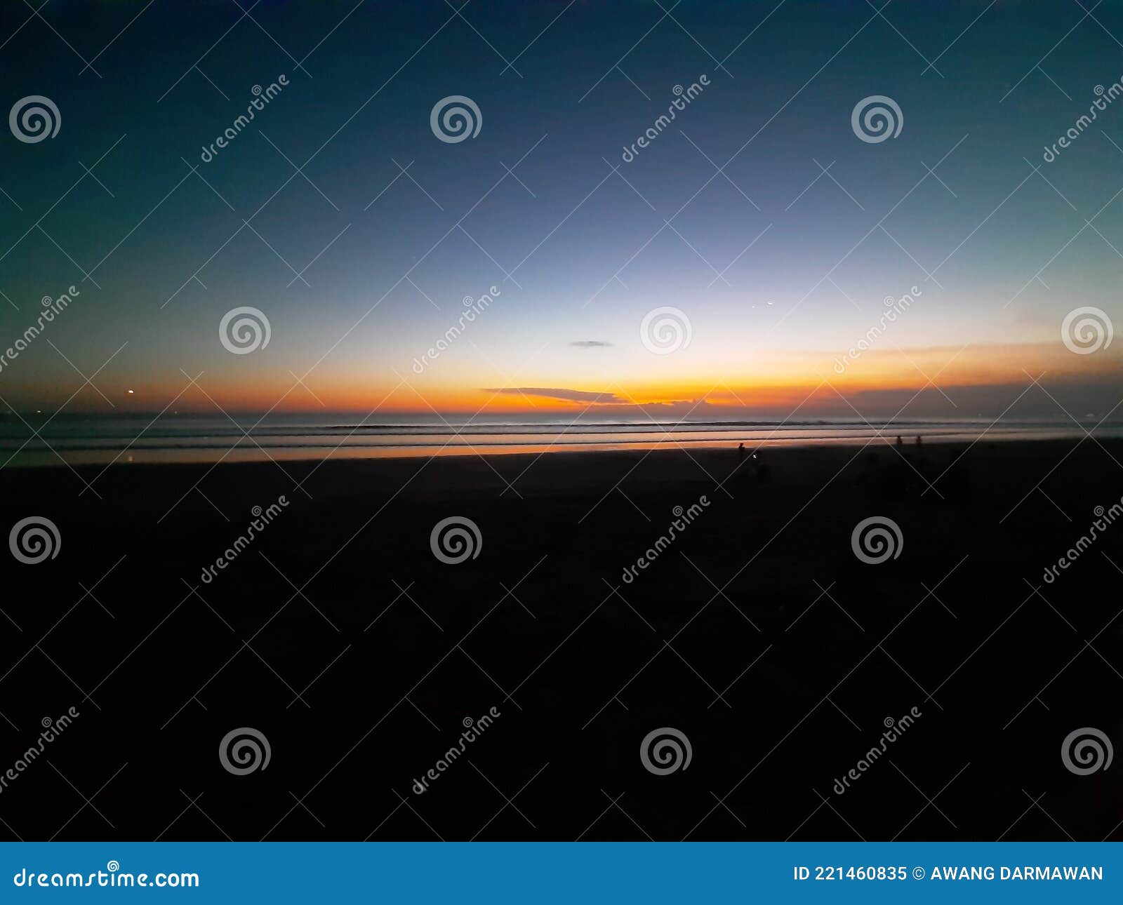 Siluet Sunset at Kuta Beach Bali Stock Image - Image of beautiful ...