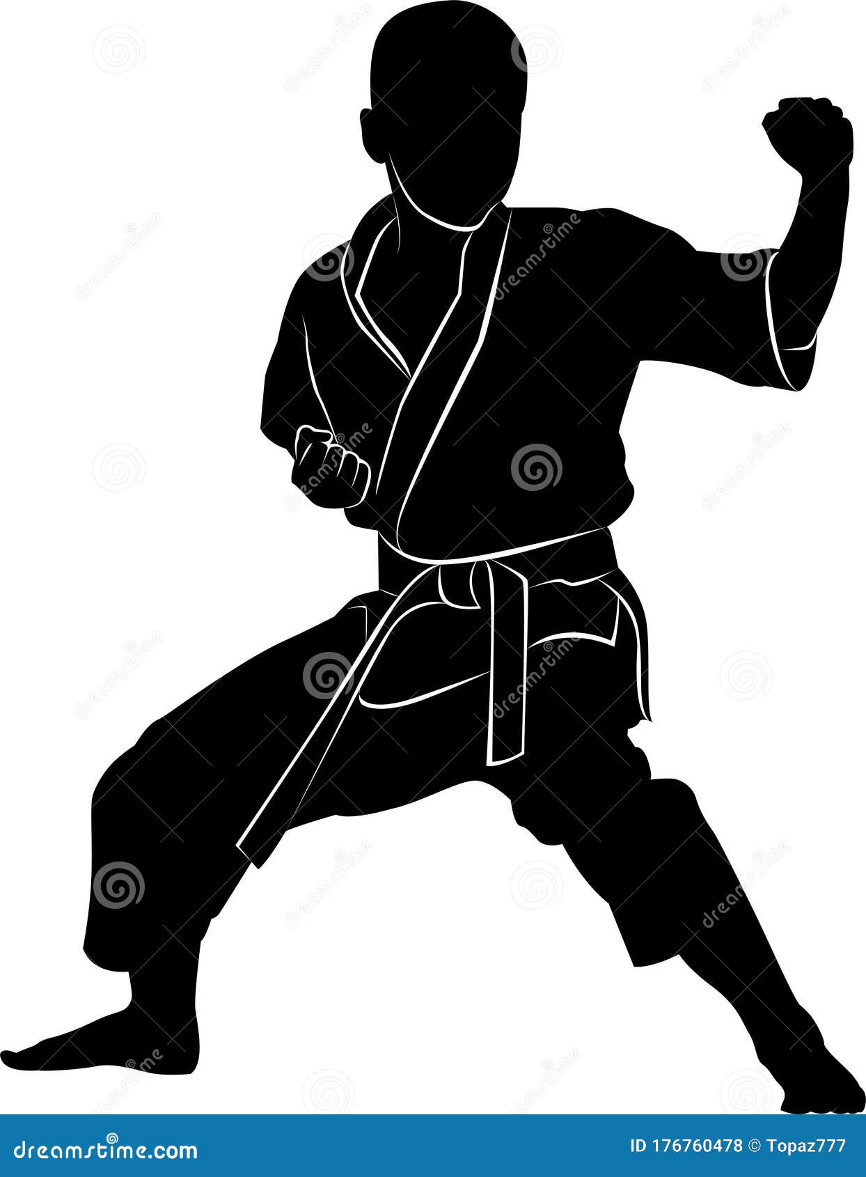 Silueta De Artes Marciales. Patada De Karate Ilustración del Vector ...