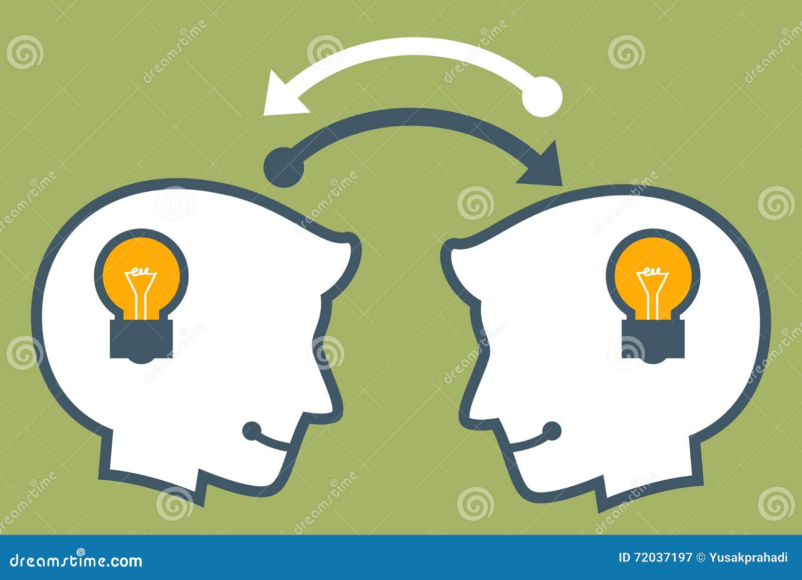 Silueta De La Cabeza Humana Dos Que Comparte Ideas Ilustración del ...
