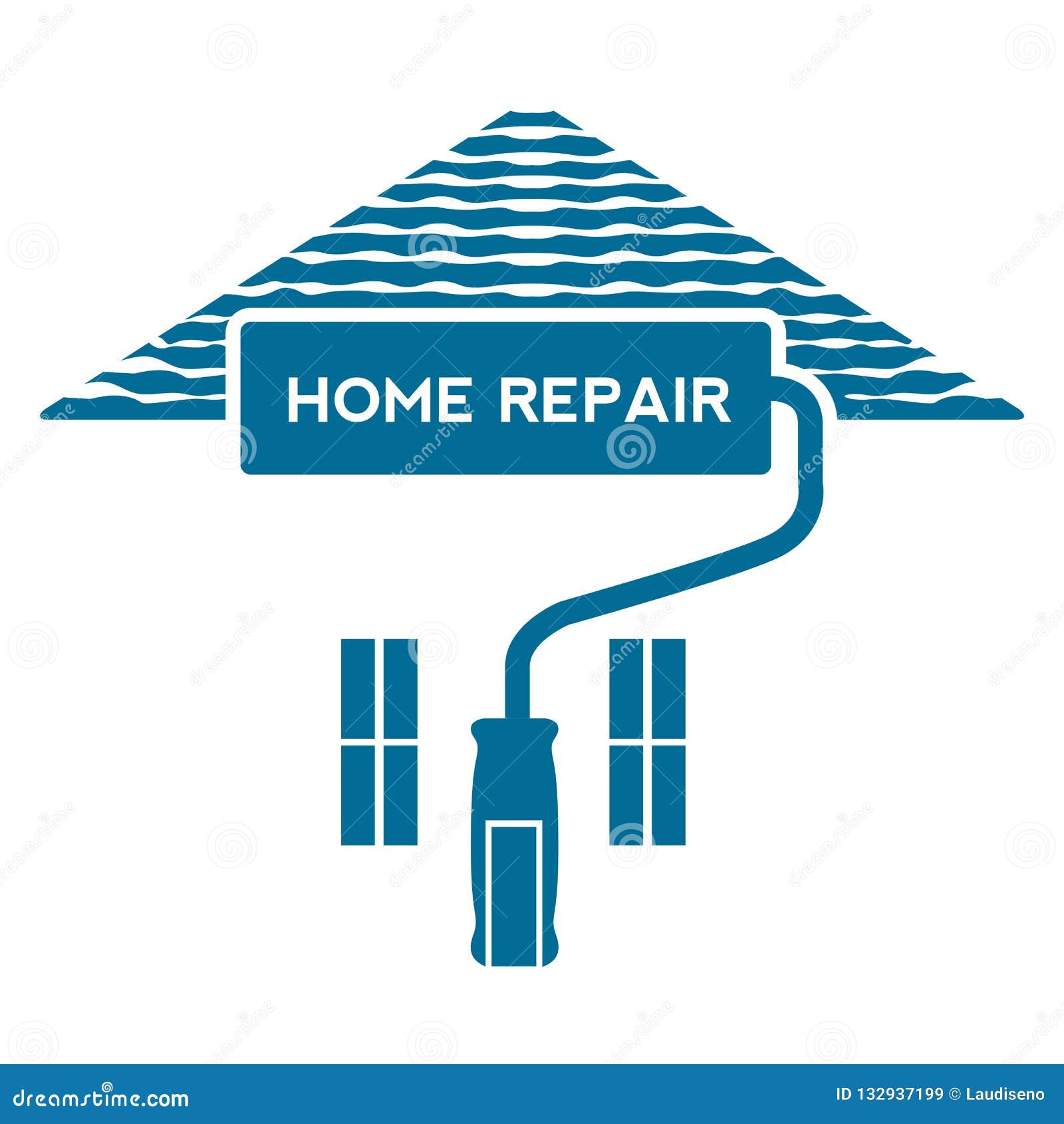 Silueta De La Casa Con El Rodillo Y El Texto Ilustración del Vector ...