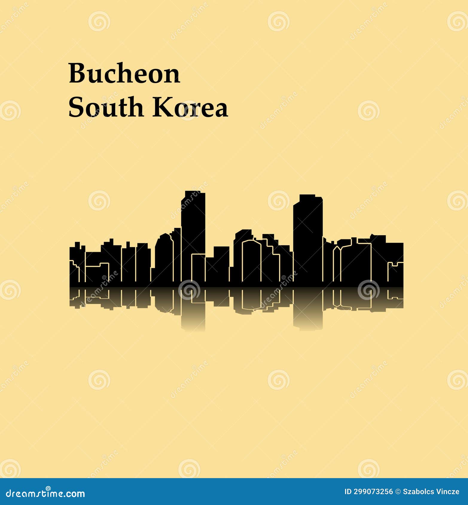 Silueta De La Ciudad De Bucheon Corea Sur Ilustración del Vector ...