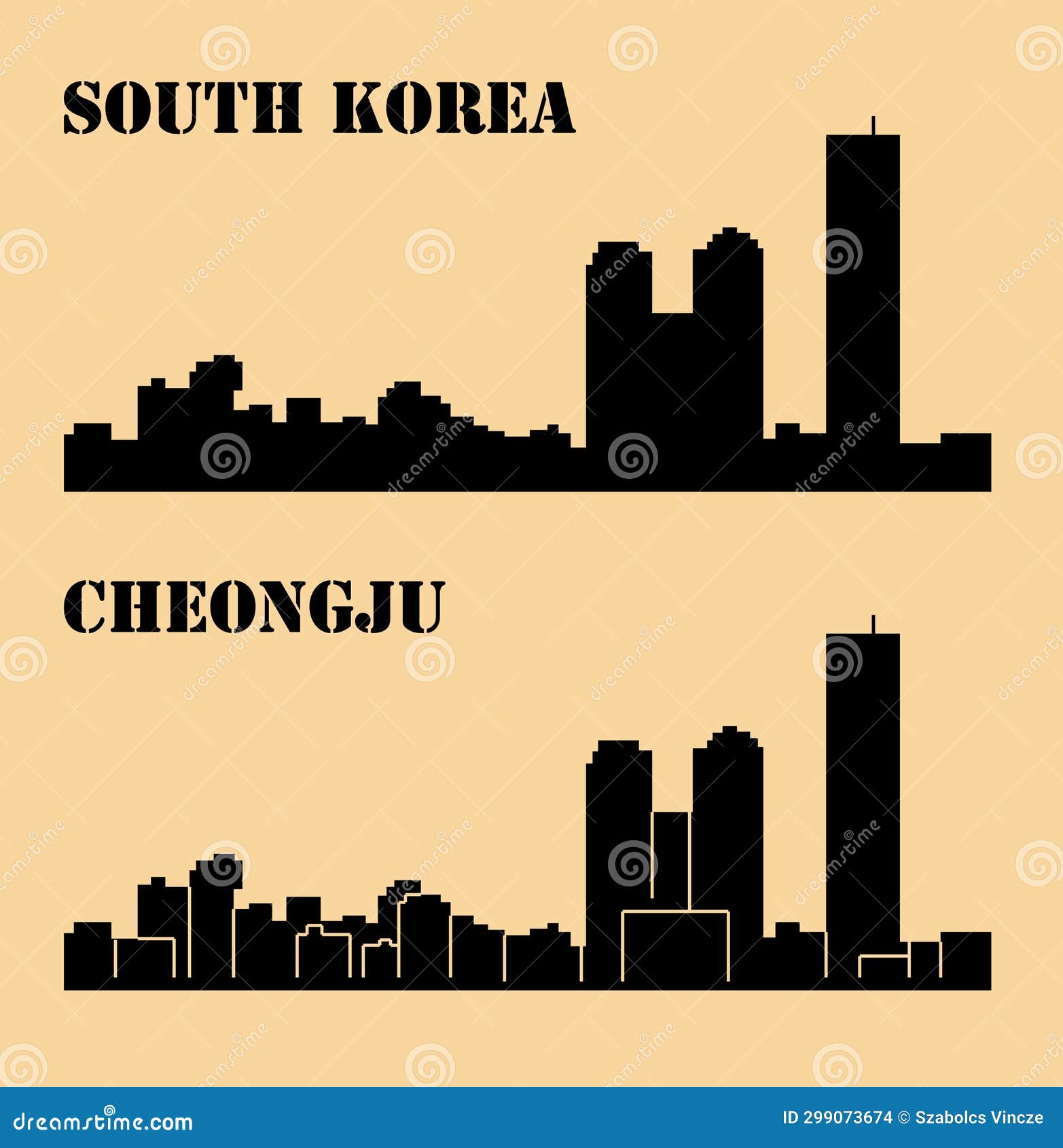 Silueta De La Ciudad De Cheongju Corea Sur Ilustración del Vector ...