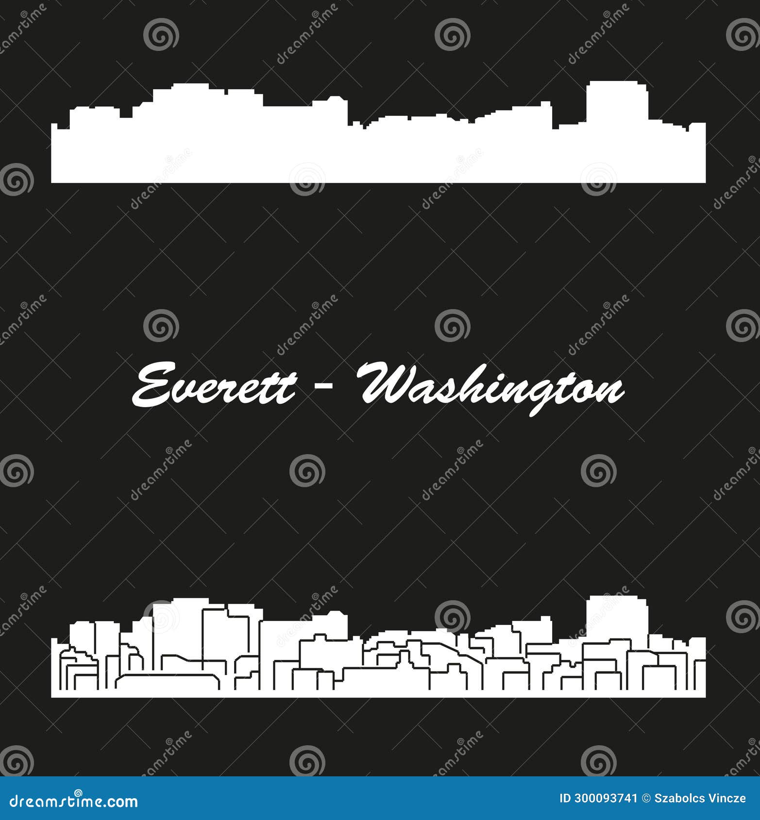 Silueta De La Ciudad De Everett Washington Ilustración del Vector ...