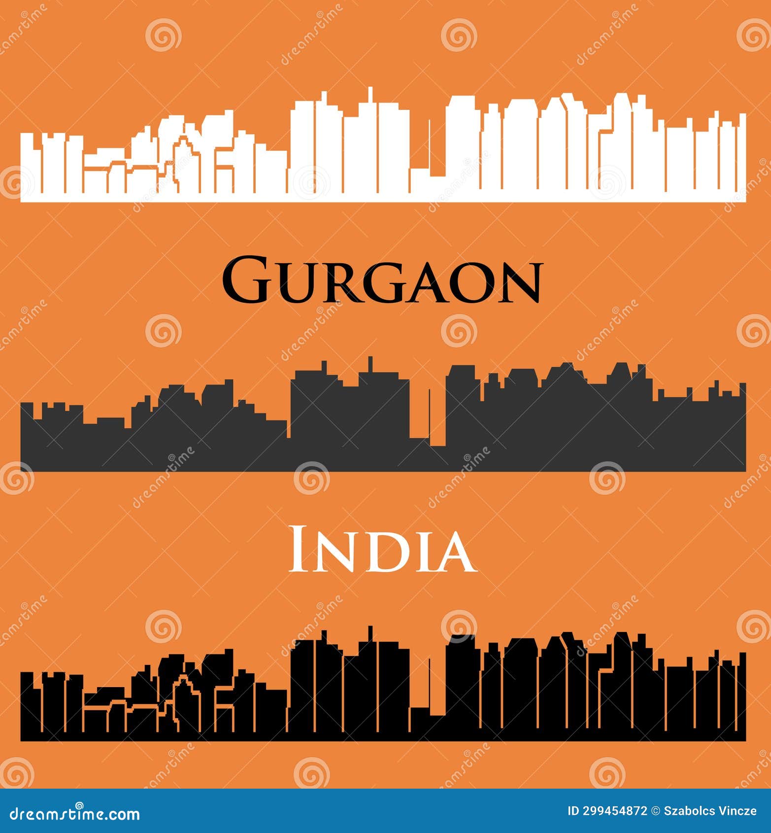 Silueta De La Ciudad De Gurgaon India Ilustración del Vector ...
