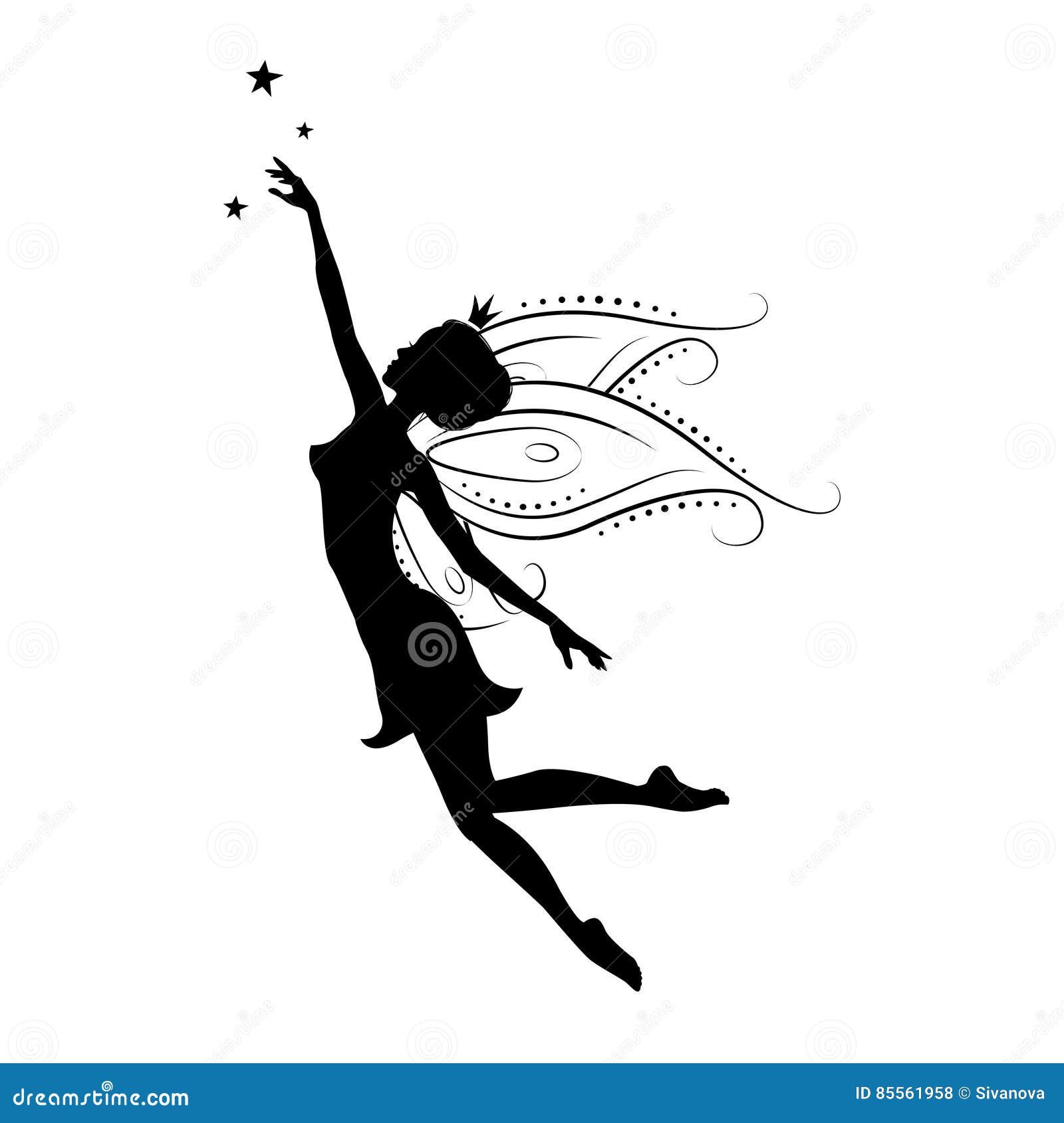 Silueta de la hada hermosa ilustración del vector. Ilustración de arte ...