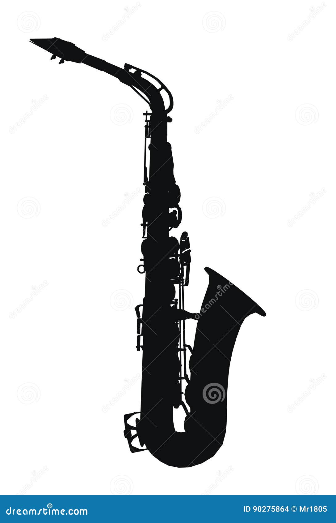 Silueta de un saxofón stock de ilustración. Ilustración de icono - 90275864