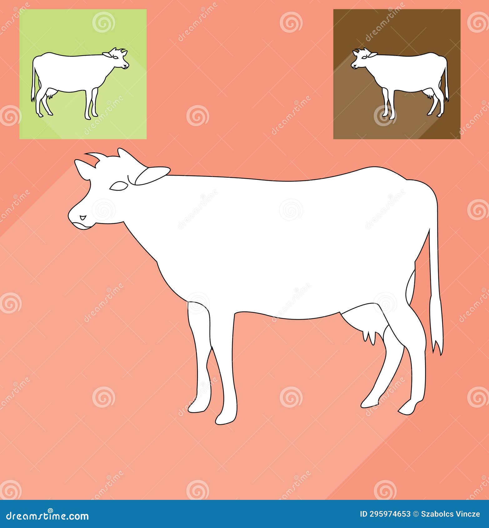 Silueta de vaca ilustración del vector. Ilustración de vaca - 295974653
