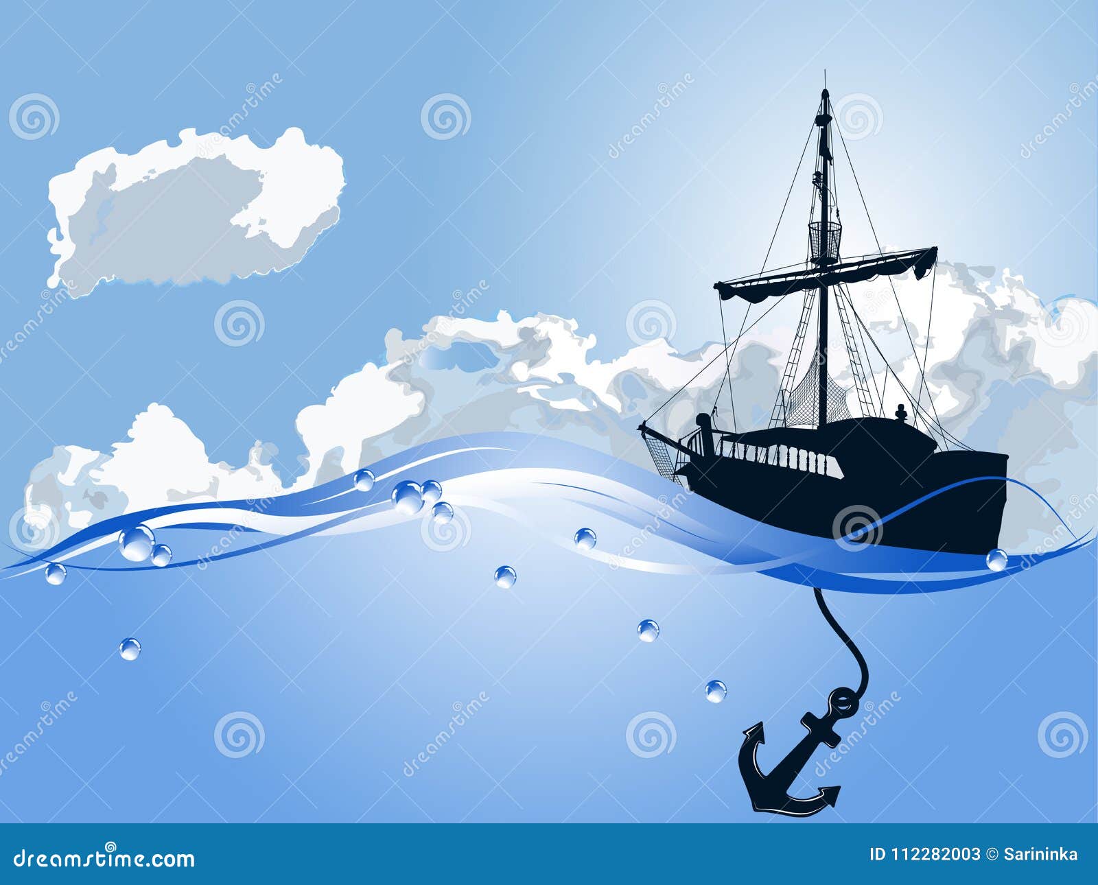 Silueta Del Barco Pirata Anclado Ilustración del Vector - Ilustración ...