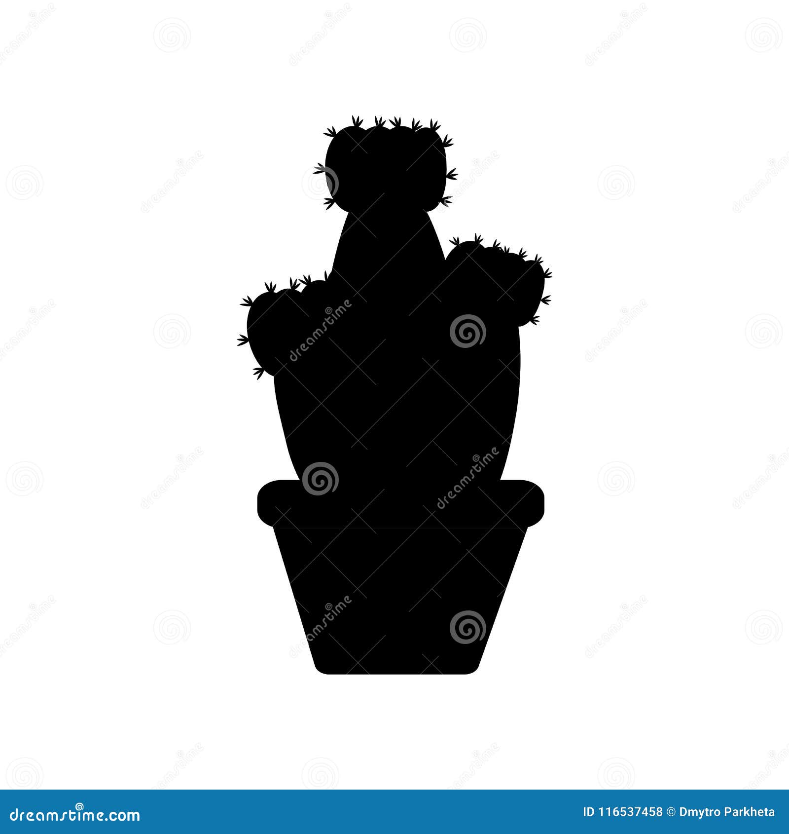 Silueta Del Ejemplo Del Cactus Ilustración del Vector - Ilustración de mano, cactos: 116537458